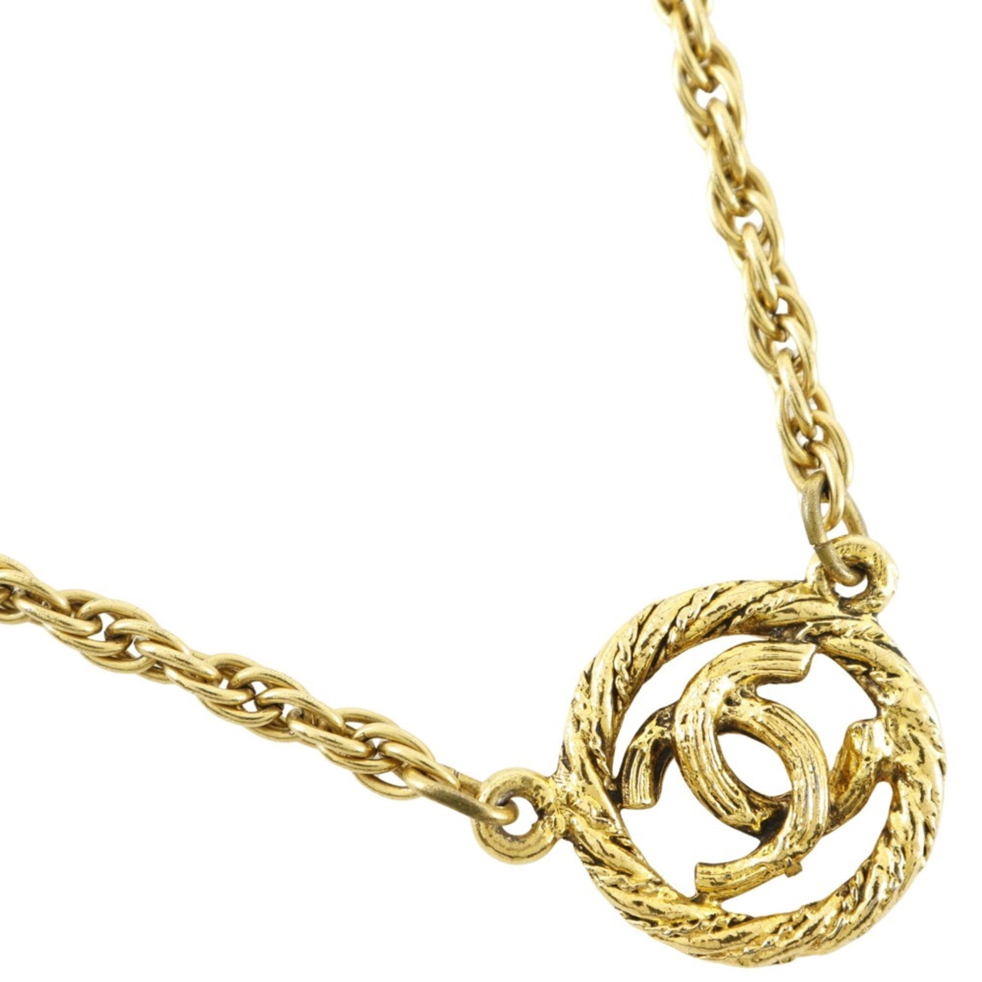 Pre-Owned Chanel CHANEL Coco Mark Necklace Gold Plated Approx. 13.6g ...