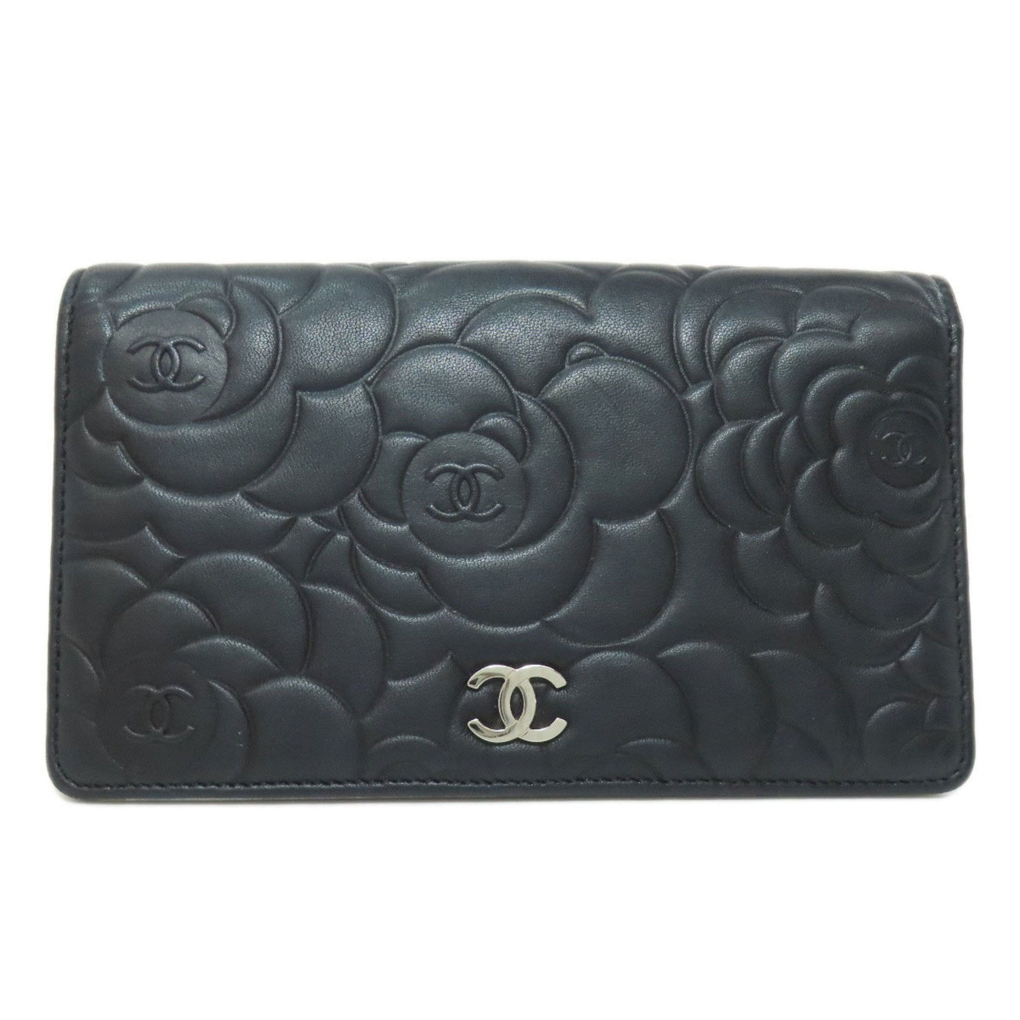 Pre-Owned Chanel Camellia Coco Mark Long Wallet Lambskin Women's CHANEL ...
