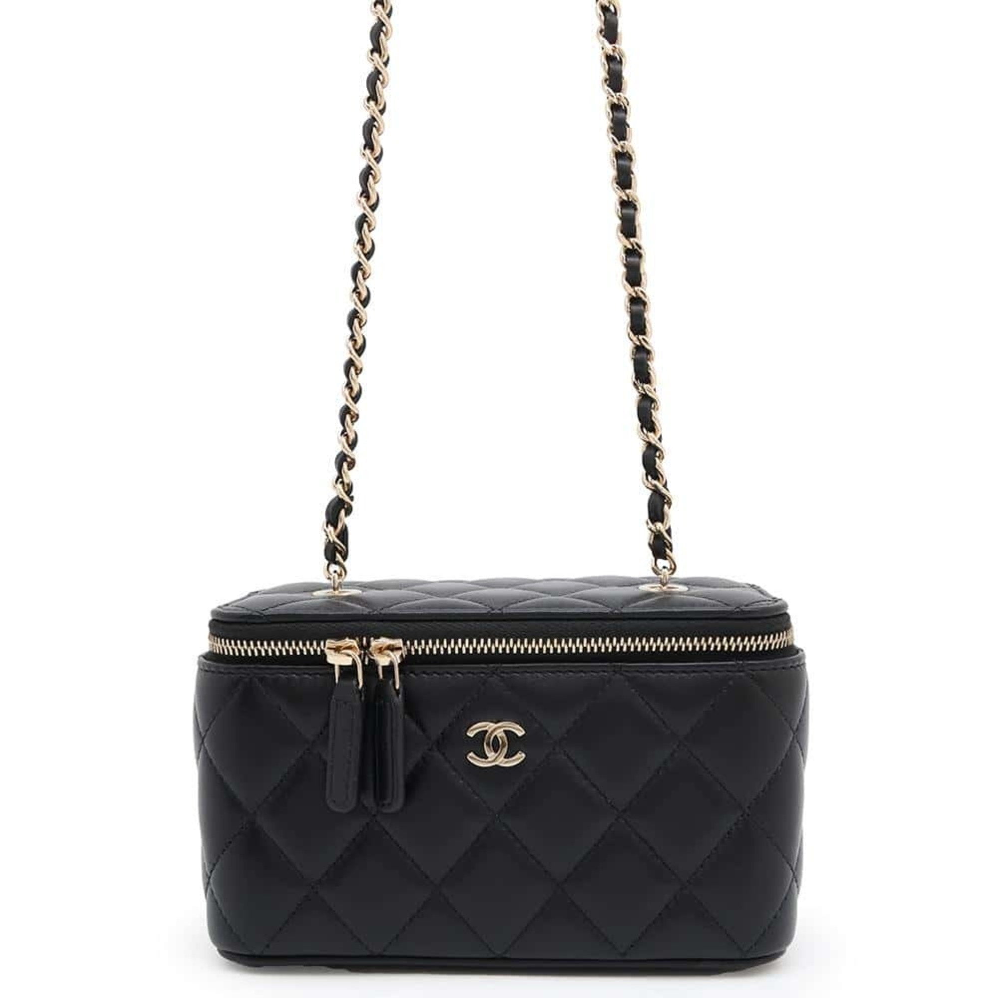 Pre-Owned Chanel Chain Shoulder Bag Coco Mark Matelasse Vanity Case ...
