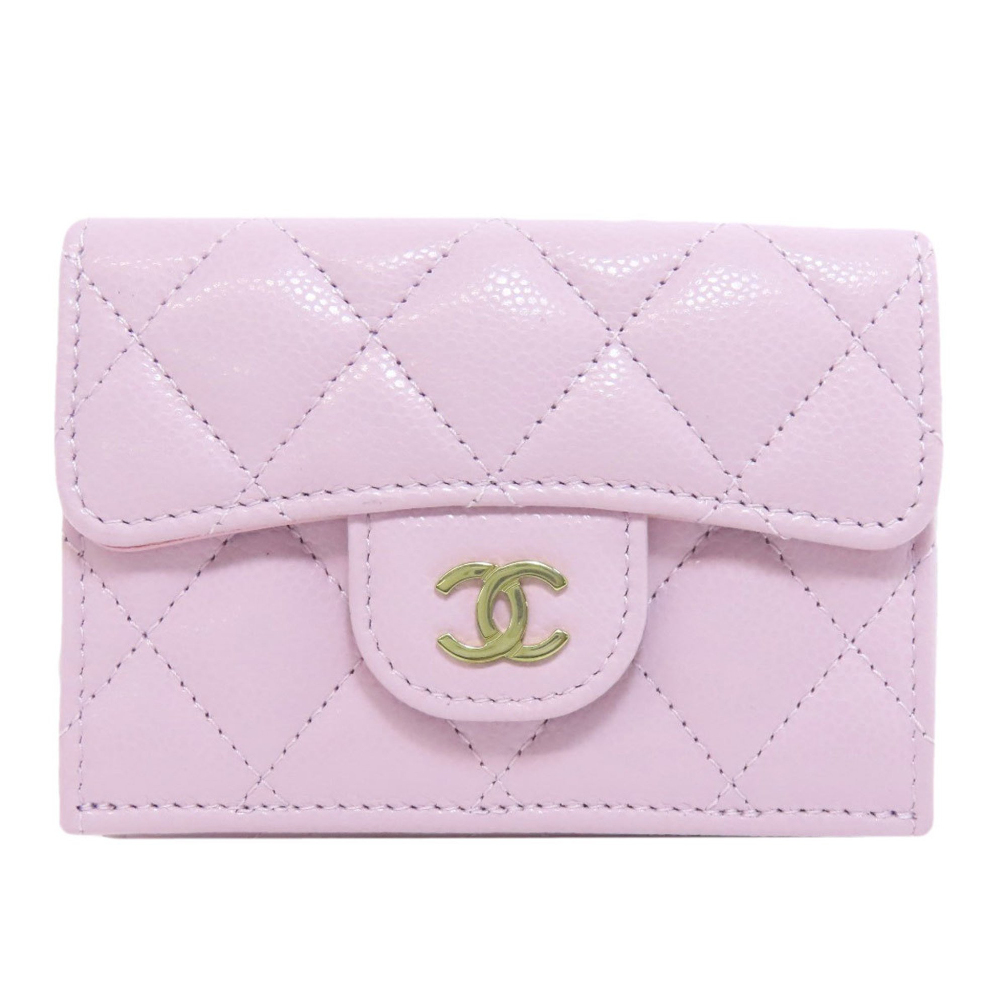 Pre-Owned Chanel Compact Wallet Coco Mark Bi-fold Caviar Skin Women's ...