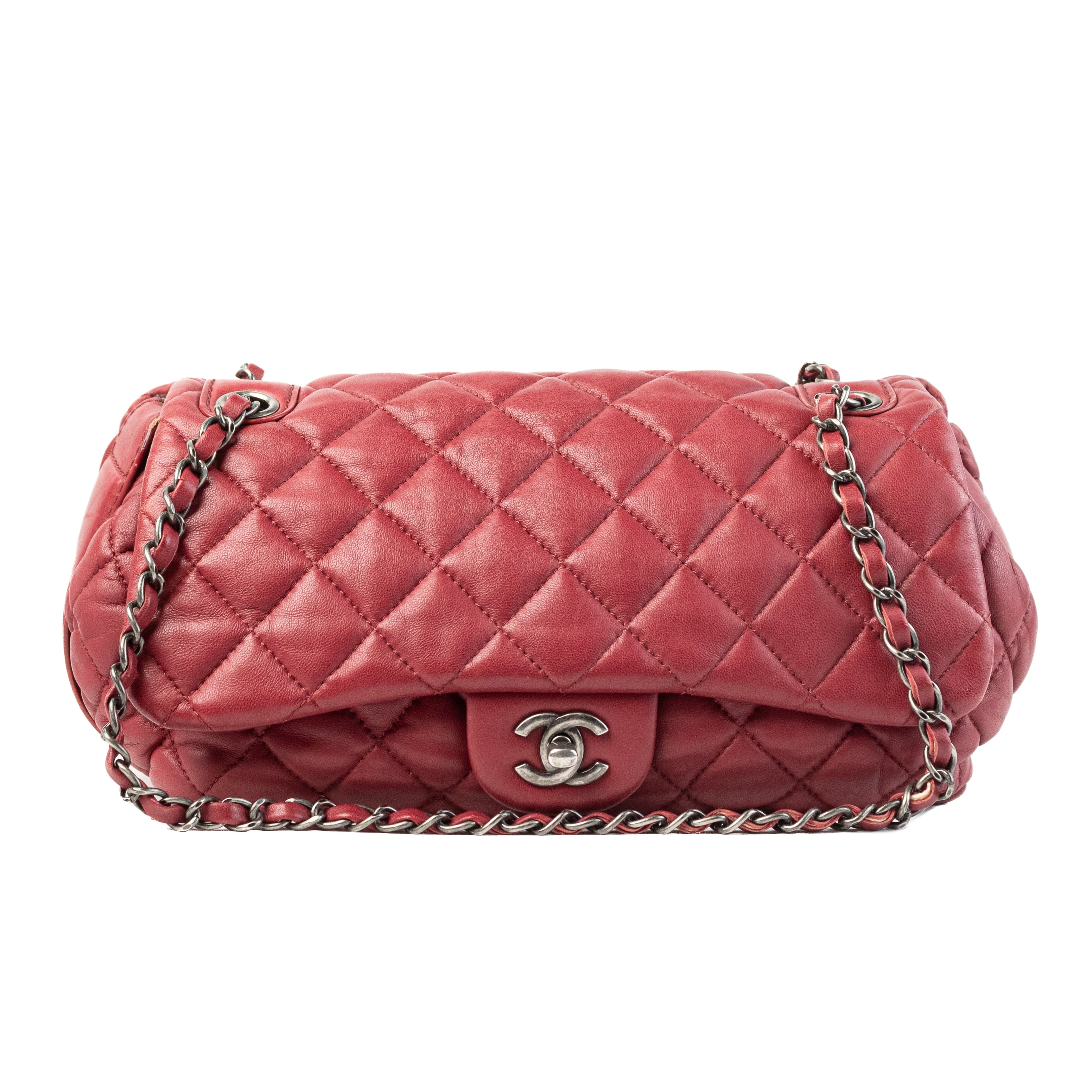 Pre-Owned Chanel Maroon Oval Flap Bag - Walmart.com