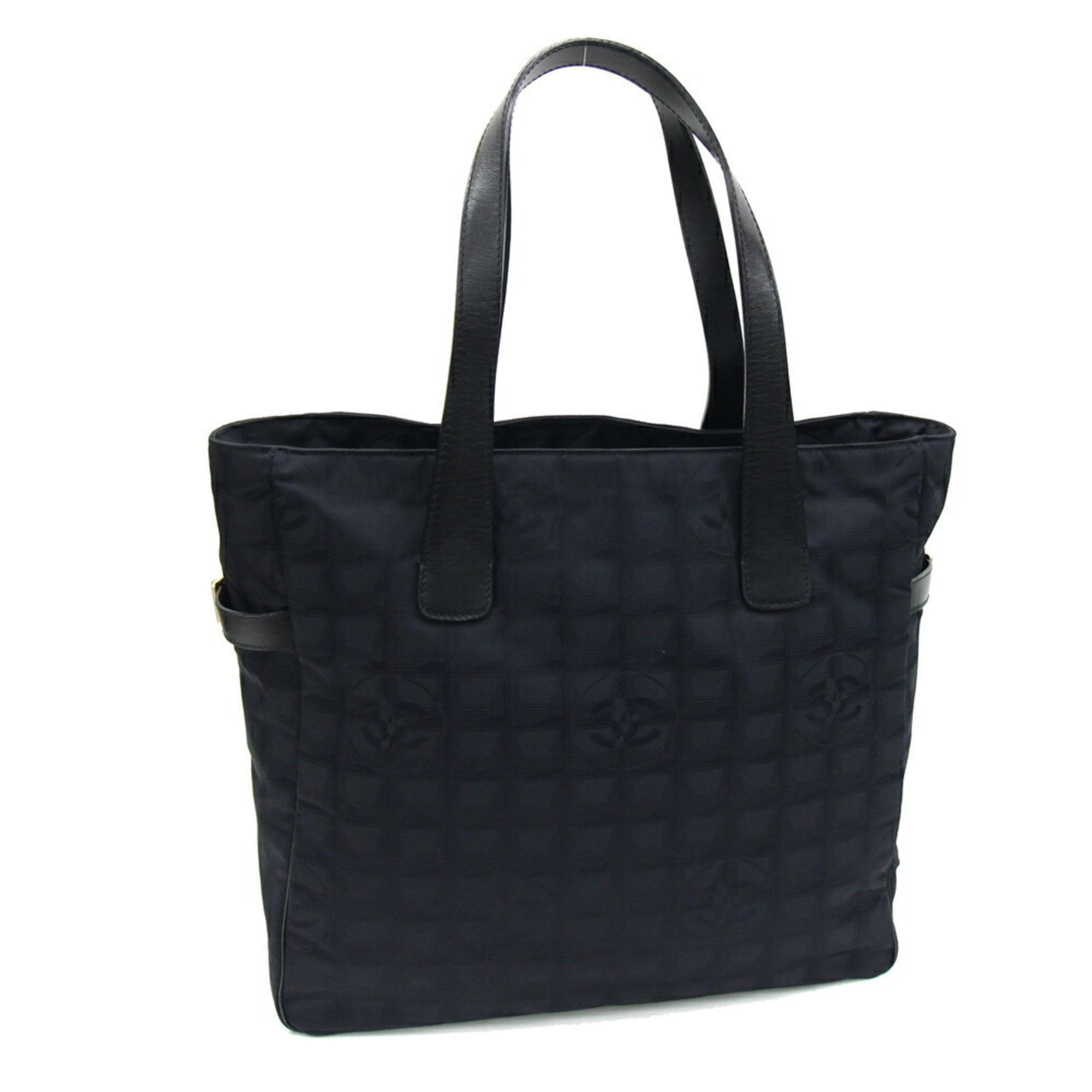 Pre-Owned Chanel Tote Bag New Travel Line GM A15825 Black Nylon Leather Coco Mark... (Good ...