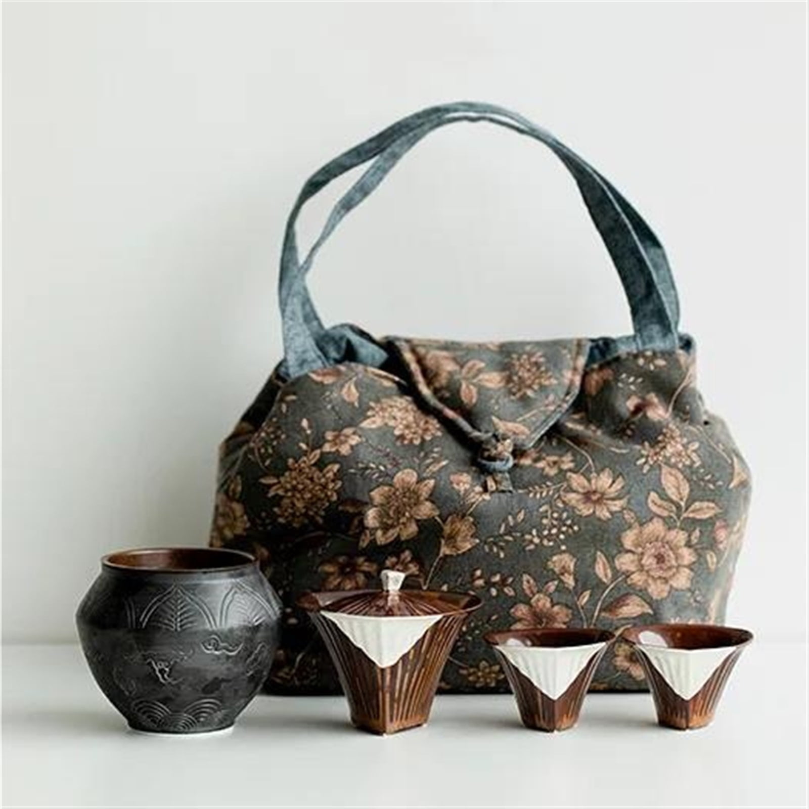 Chang Puju Kiln Change Chestnut Brown Drawing Silver Tripod Cup Tea Cup ...