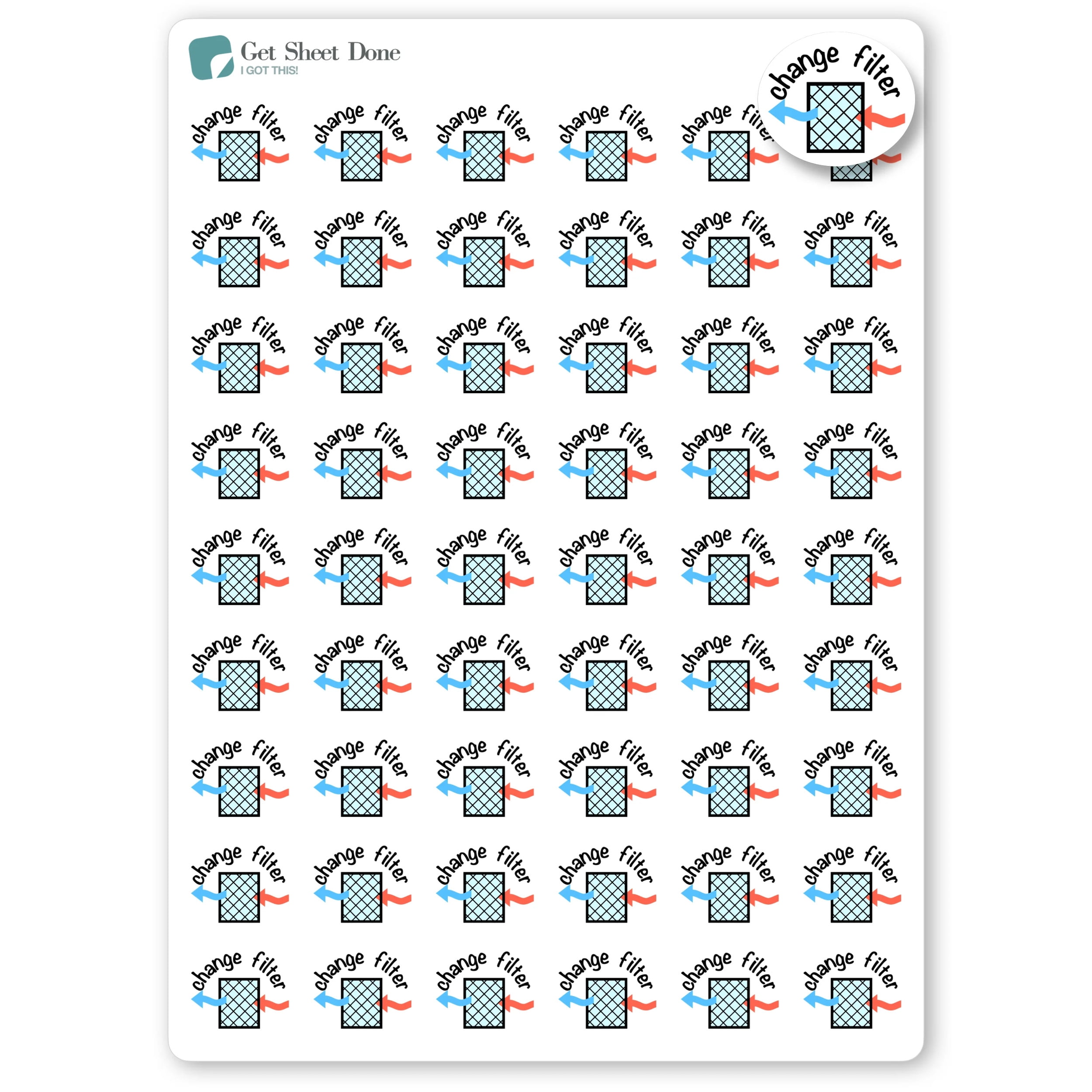 Change Filter Planner Stickers / Chore Reminder Stickers / Bullet ...