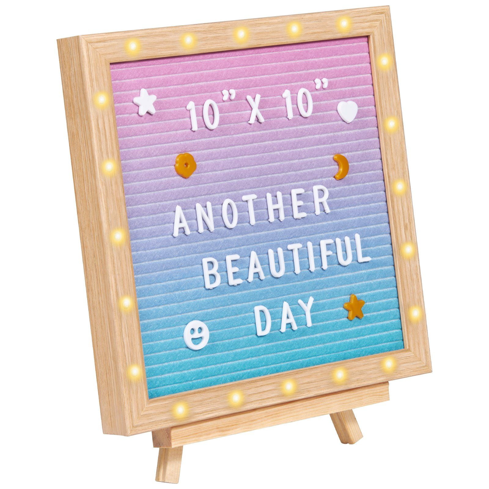 Changeable Felt Message Board with LED Lights - 10"x10" Sign for Home ...