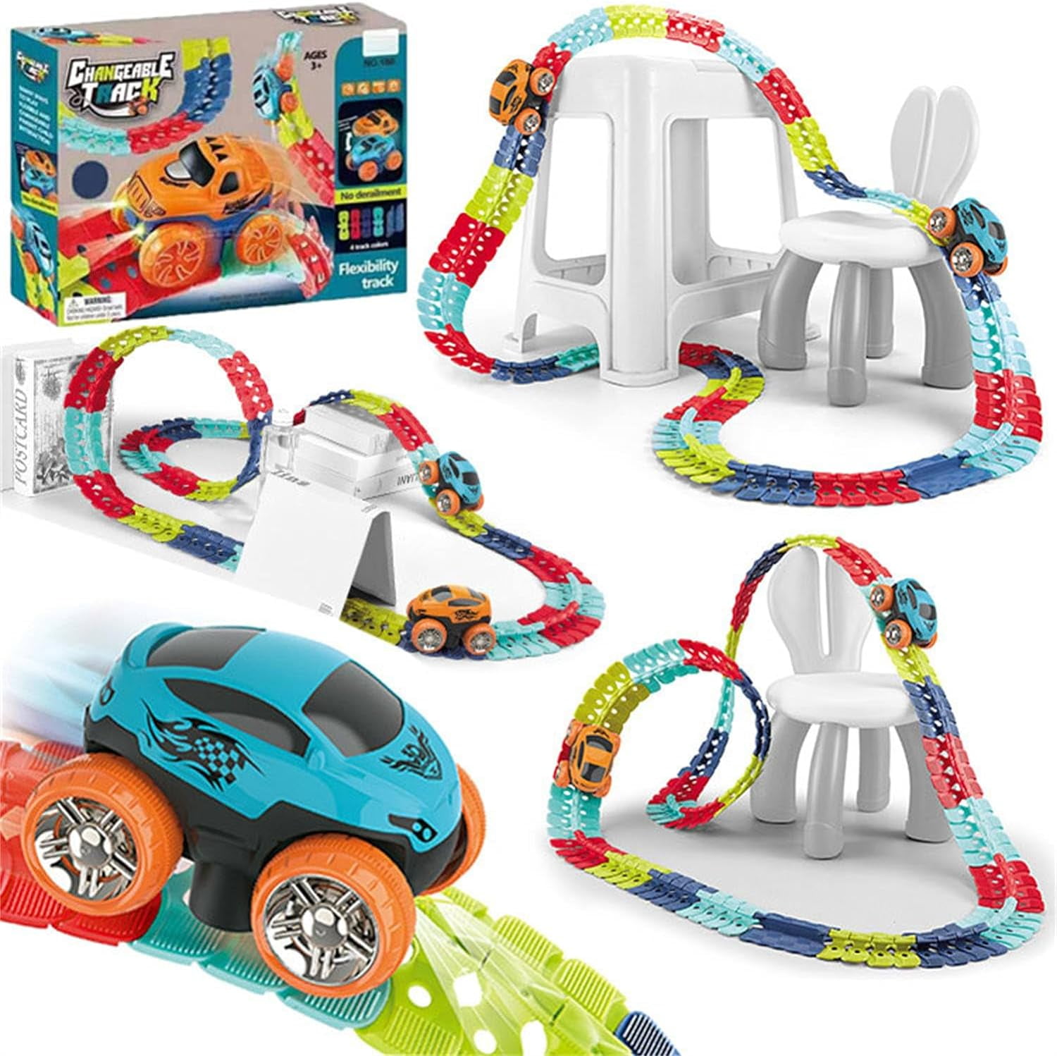 Changeable Track with LED Light-Up Race Car, Anti Gravity Car Track Set ...