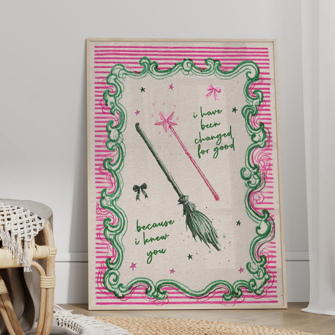 Changed for Good Pink Stripe Wall Art Preppy Typography Decor, Unframed ...