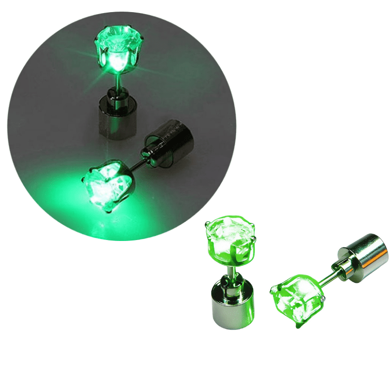 Changing Color LED Earrings, Shiny Light up LED Earring Studs Unisex ...