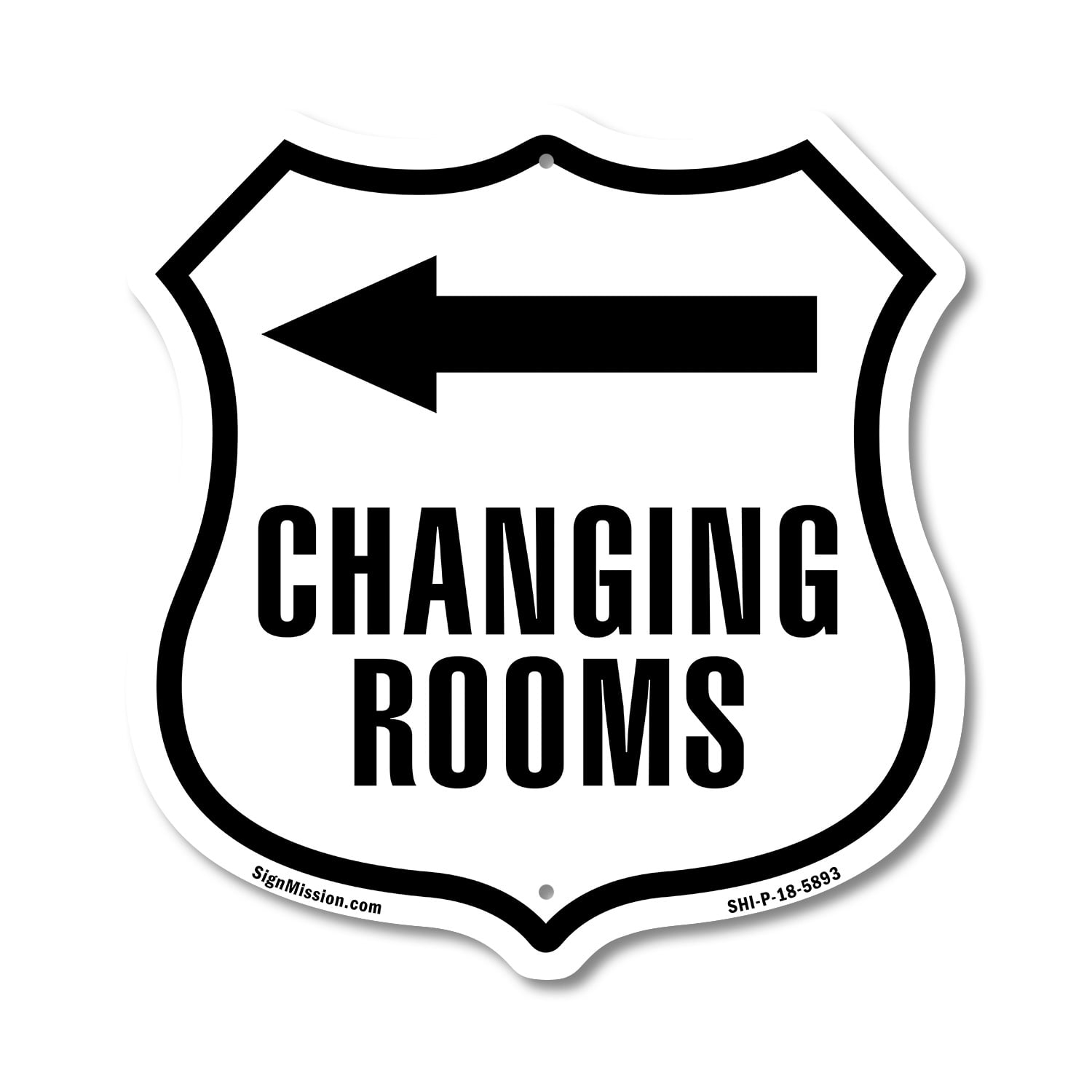 Changing Rooms Left 12 inch X 12 inch Shield Shaped Commercial Grade ...