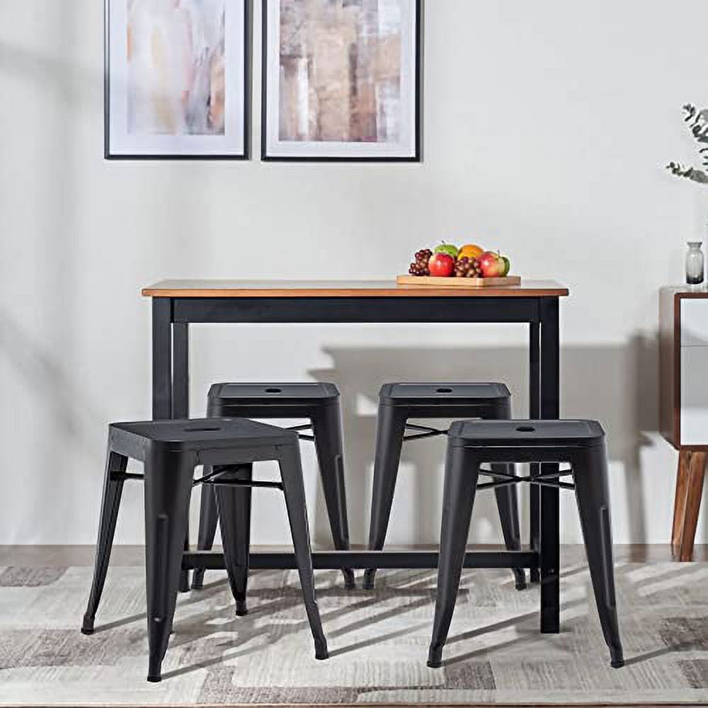 Changjie Furniture 18 Inch Industrial Bar Stools Set of 4, Stackable ...
