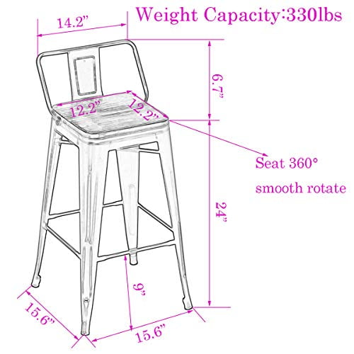 Changjie Furniture 24 Inch Swivel Bar Stools Set of 4 Counter Height ...