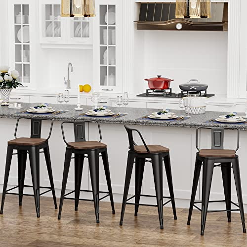 Changjie Furniture 24 Inch Swivel Bar Stools Set of 4 Counter Height ...