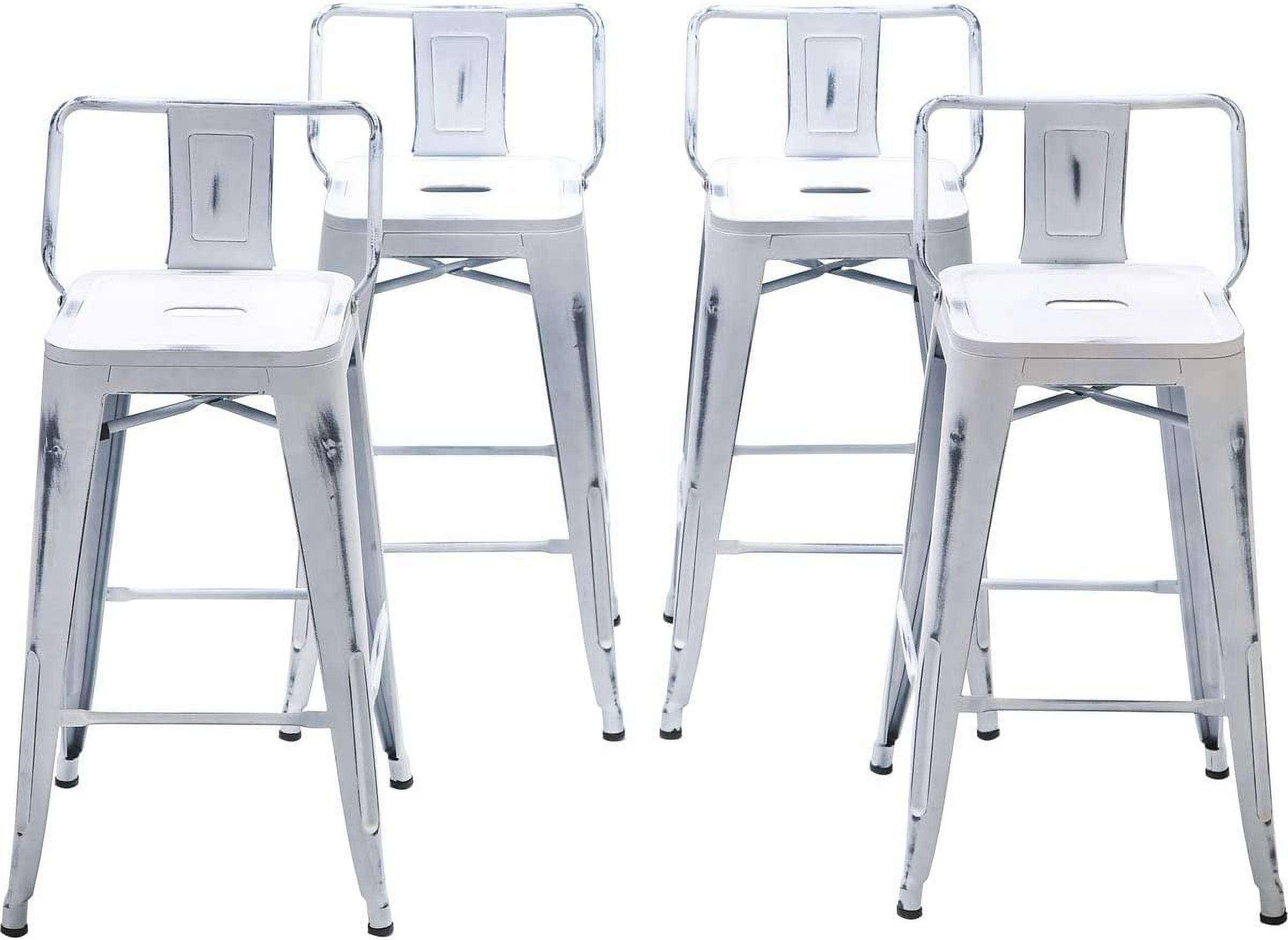 Changjie Furniture Metal Bar Stools Set of 4 Distressed Counter Bar ...