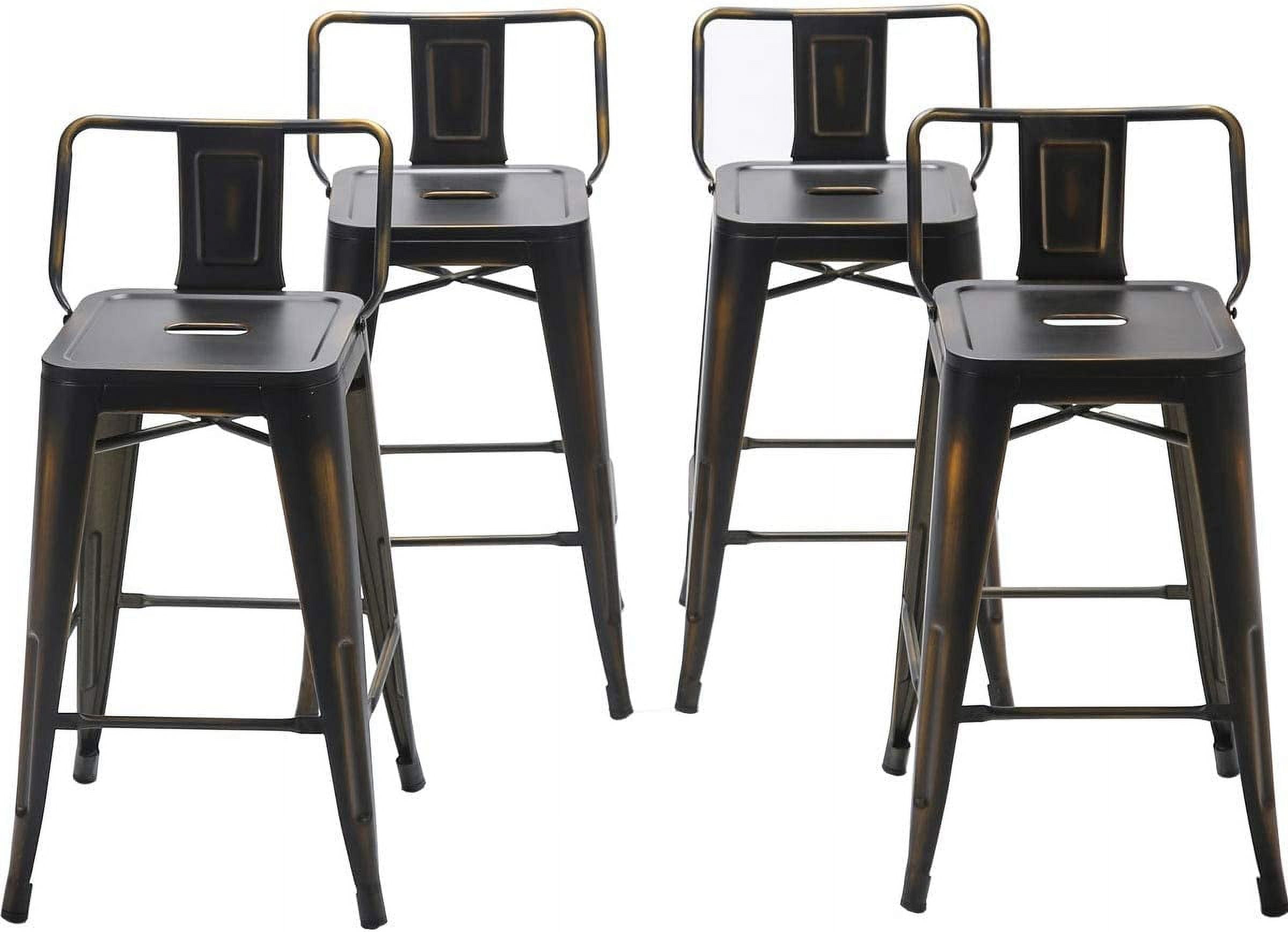 Changjie Furniture Metal Bar Stools Set of 4 Distressed Industrial ...