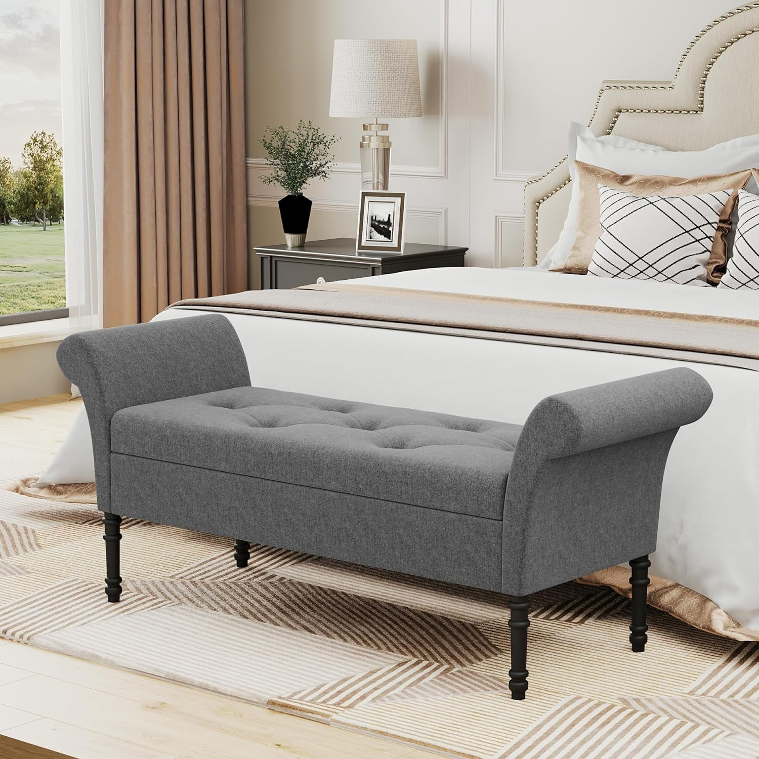 Changjie Furniture Storage Bench Tufted Bed Bench Entryway Bench with ...