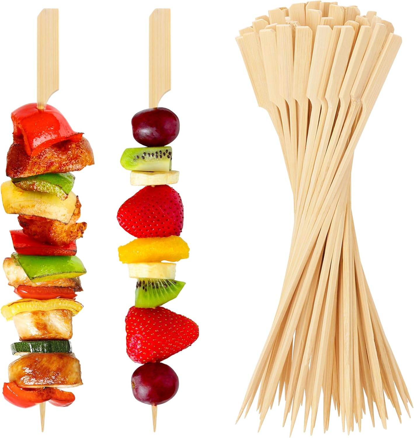Changmaius 100-Count Bamboo Skewers for Charcuterie Boards - Flat ...
