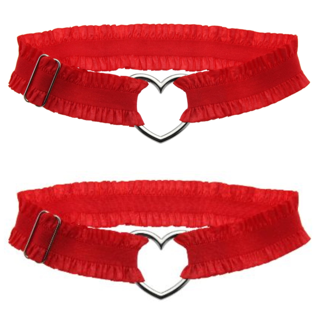 Changmaius 2pcs Adjustable Heart Lace Thigh Garter Belts for Women, Non ...