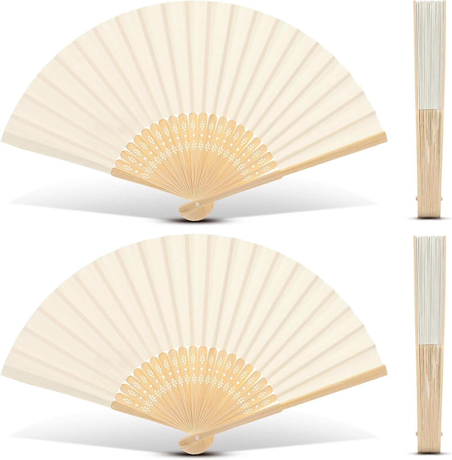Changmaius 4 Pack Bamboo Paper Folding Fans - Handheld Japanese Wedding ...