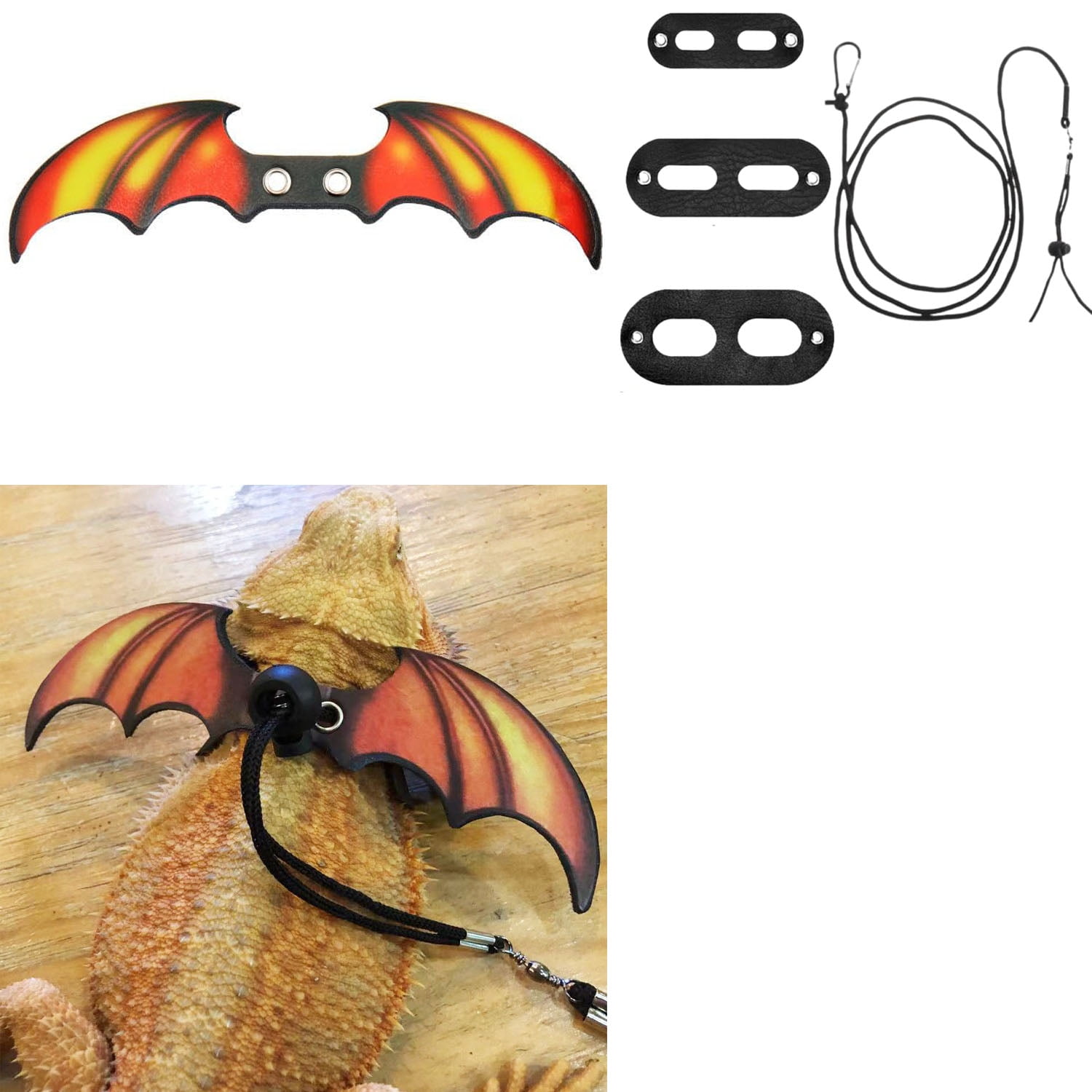 Changmaius Adjustable Lizard Leash Bearded Dragon Harness Cool Leather ...