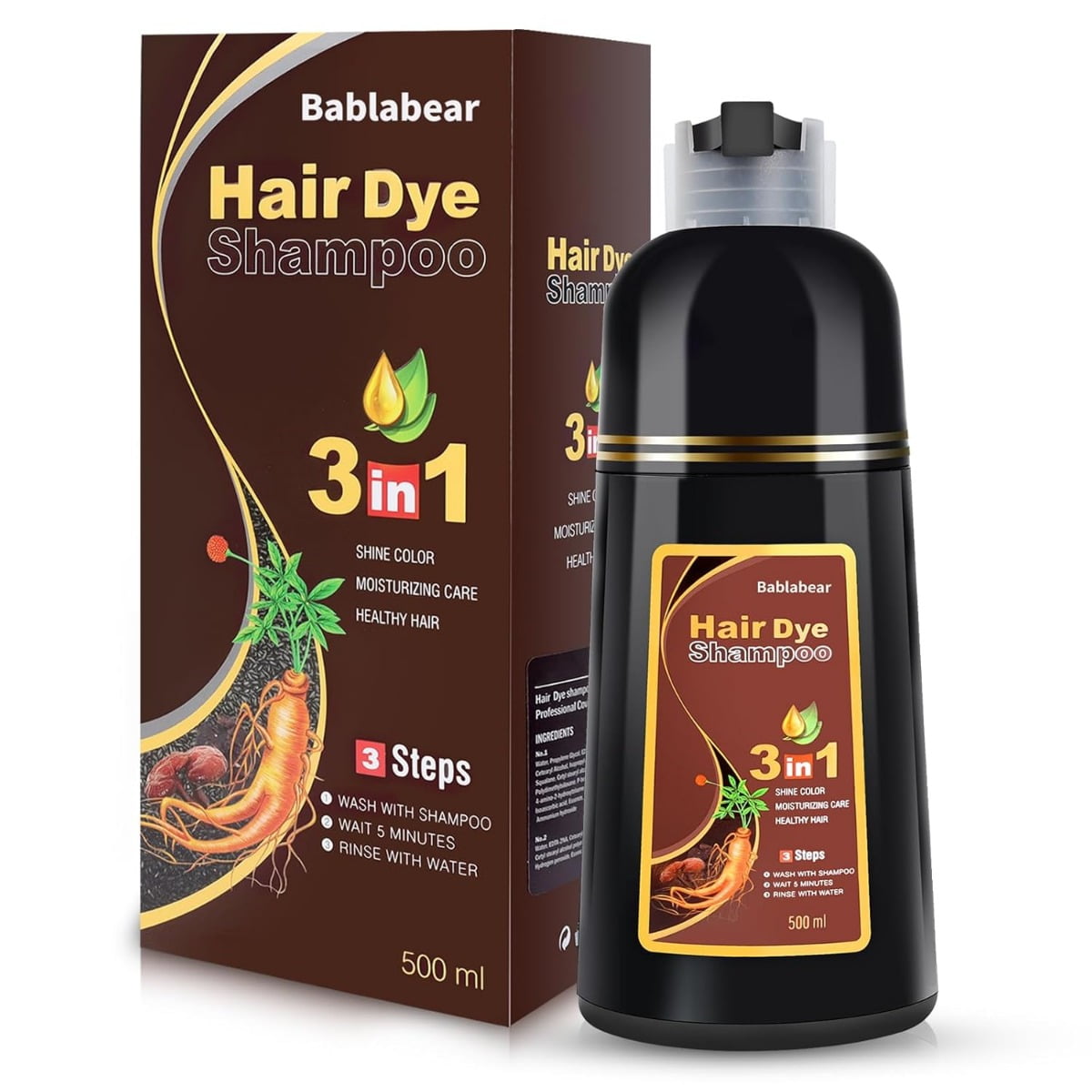Changmaius Black Hair Dye Shampoo, Semi-Permanent Gray Coverage for ...