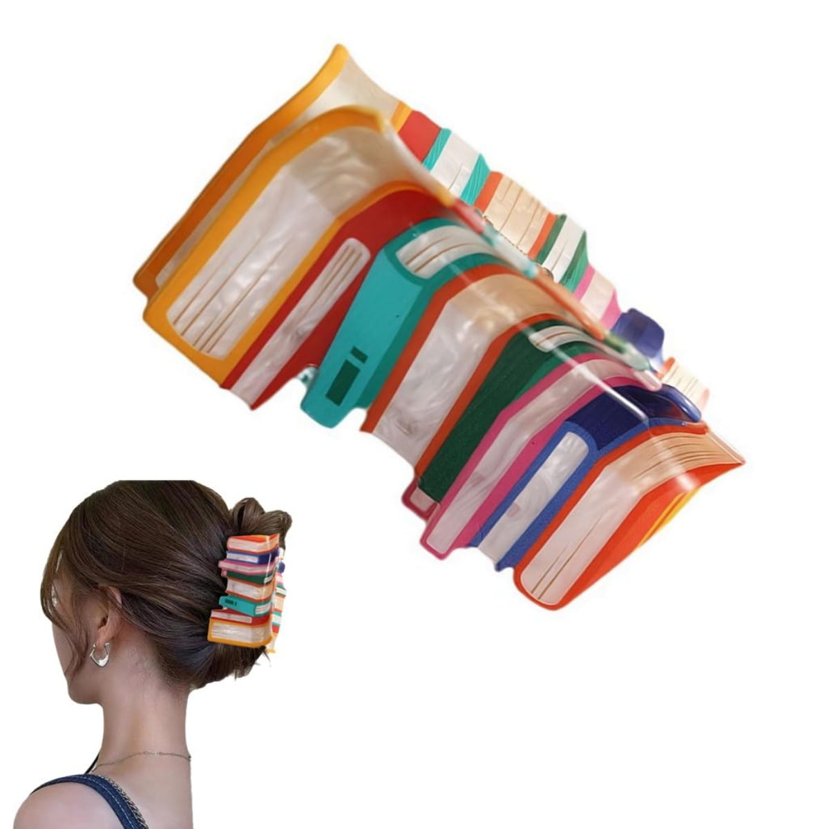 Changmaius Book Hair Claw Clips, Bookshelf Hair Claw Clips, Teacher ...