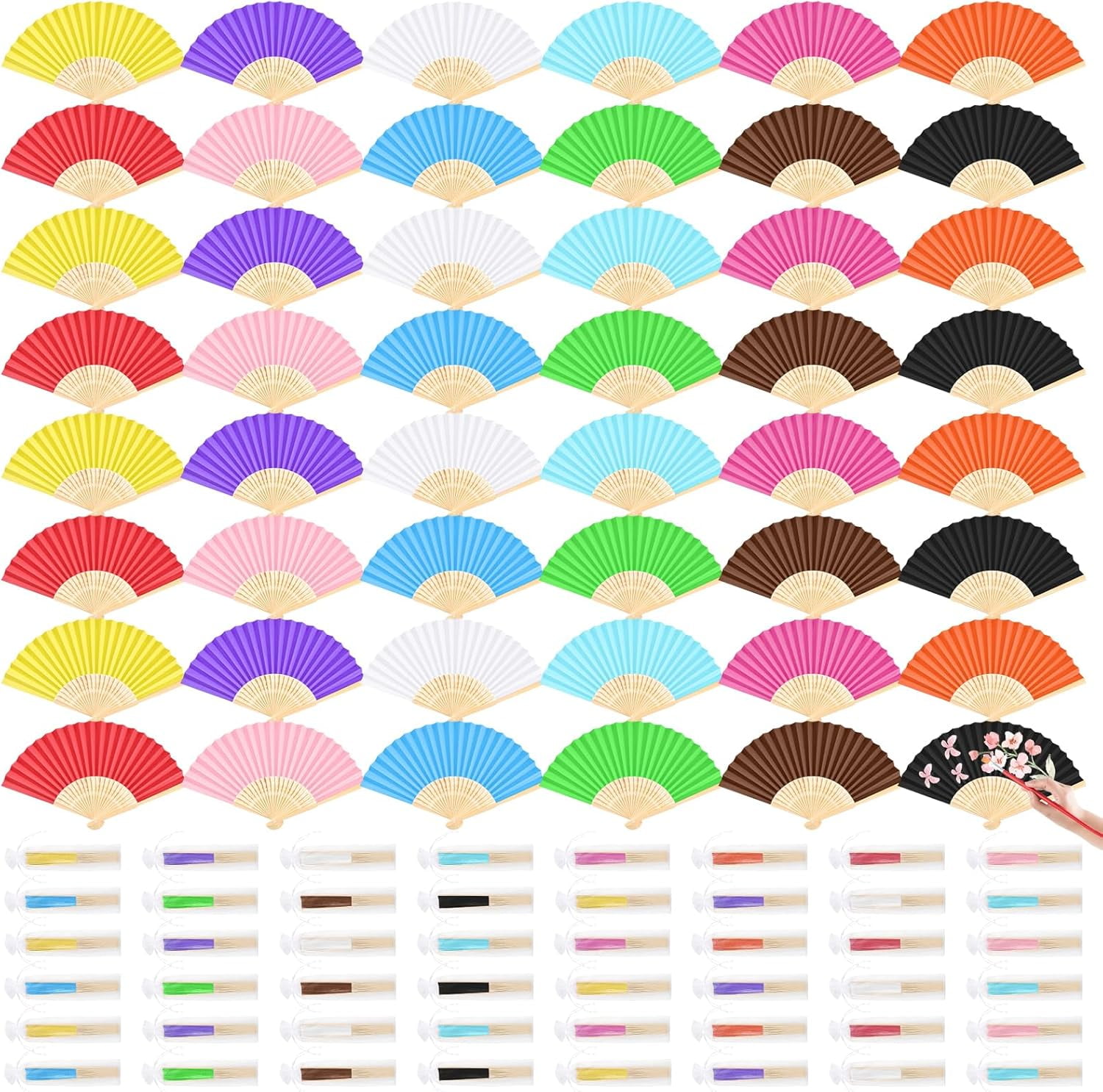 Changmaius Bulk Handheld Bamboo Fans Foldable - Wedding Party Favors ...