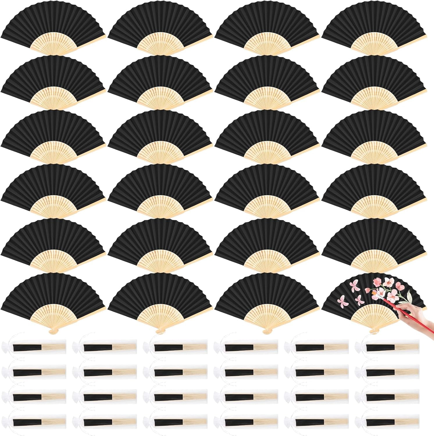 Changmaius Bulk Handheld Bamboo Fans Foldable - Wedding Party Favors ...