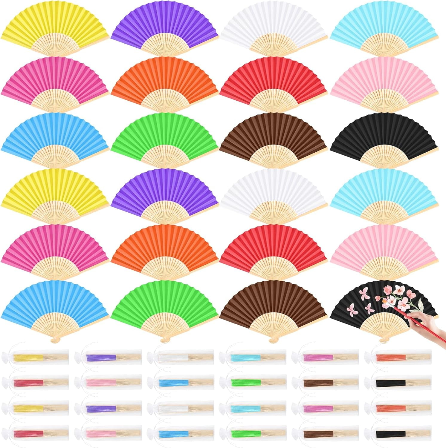 Changmaius Bulk Handheld Bamboo Fans Foldable - Wedding Party Favors ...
