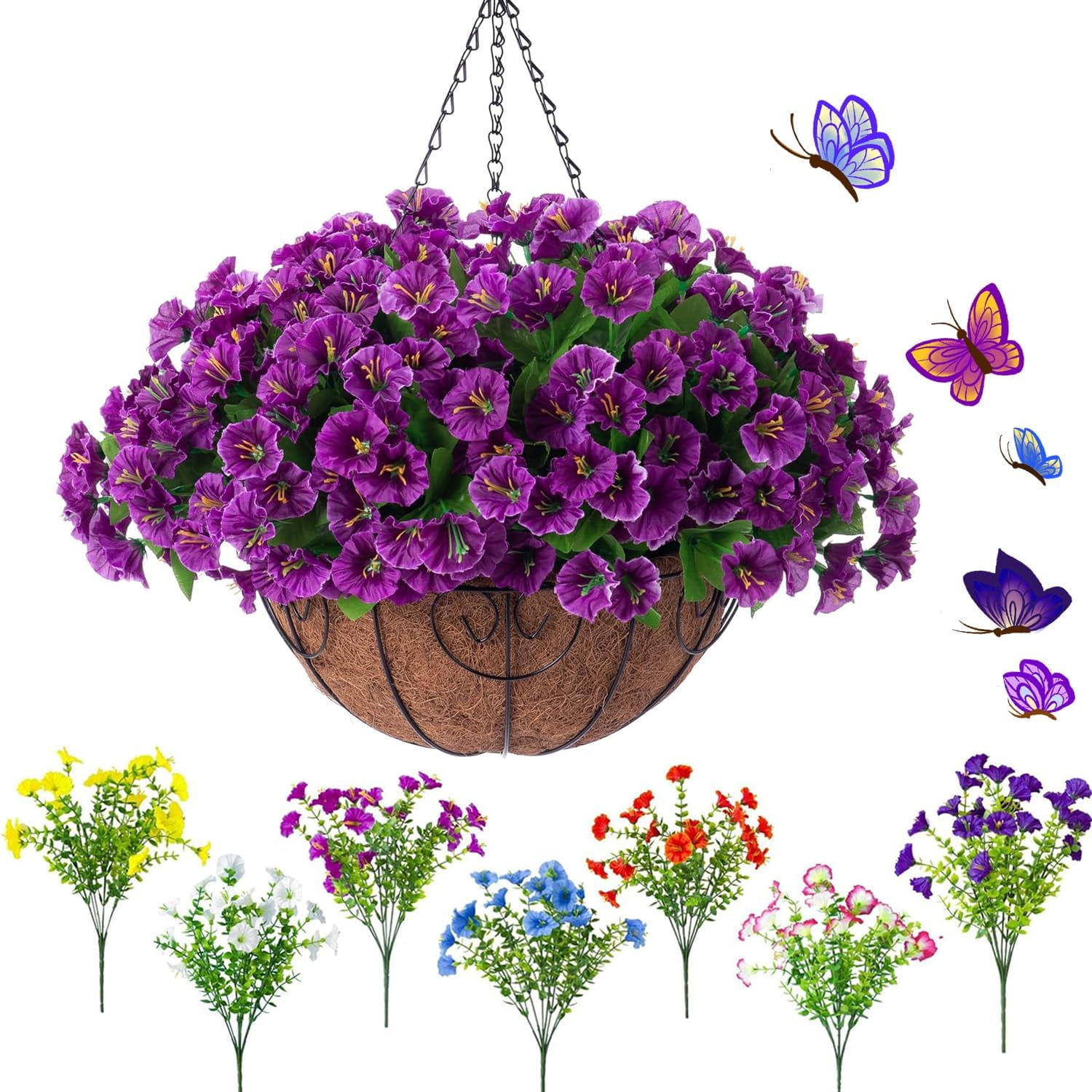 Changmaius Colorful Artificial Flowers Outdoor UV Protected, Faux ...