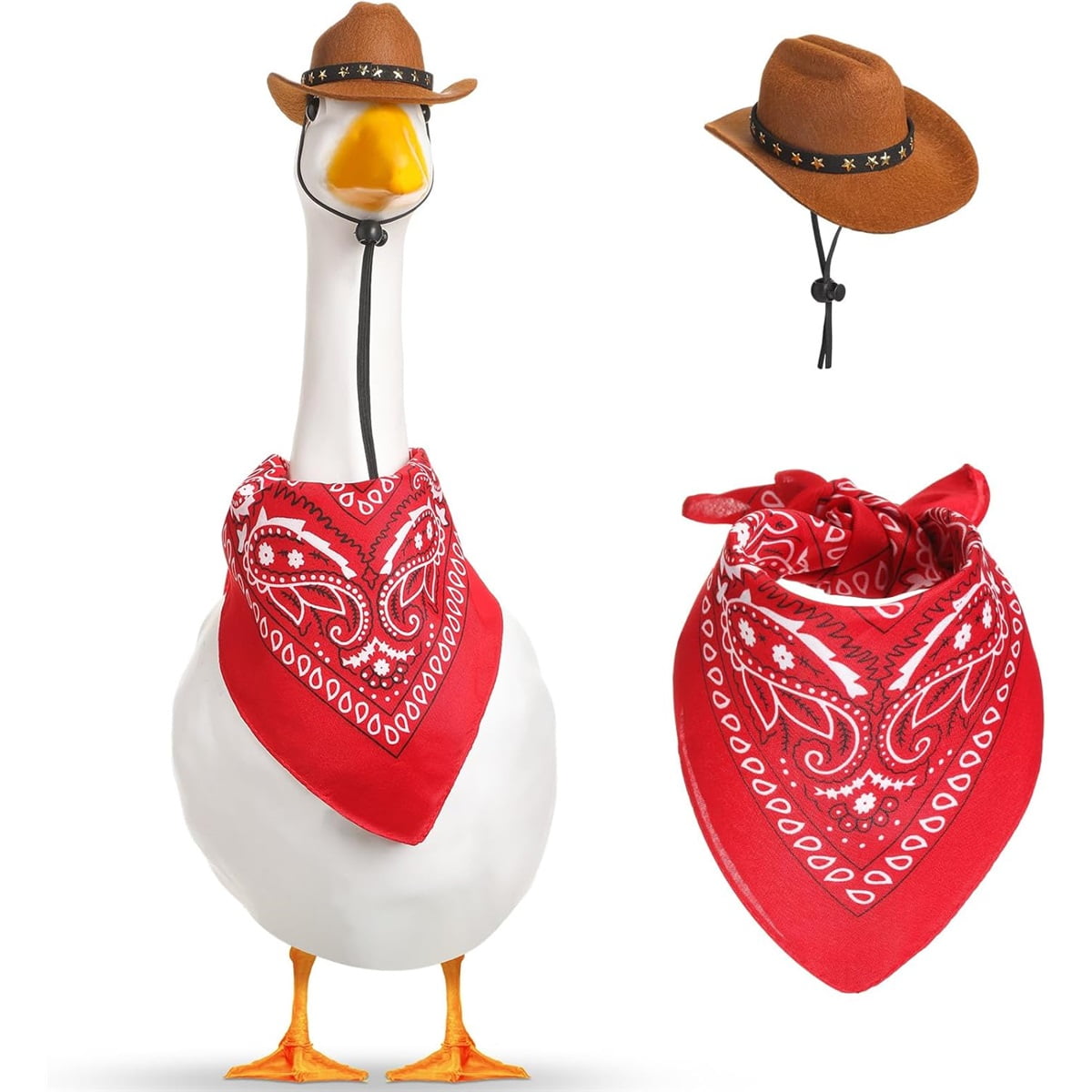 Changmaius Cowboy Goose Outfit Set for Cement/Plastic Geese - Fits 17 ...