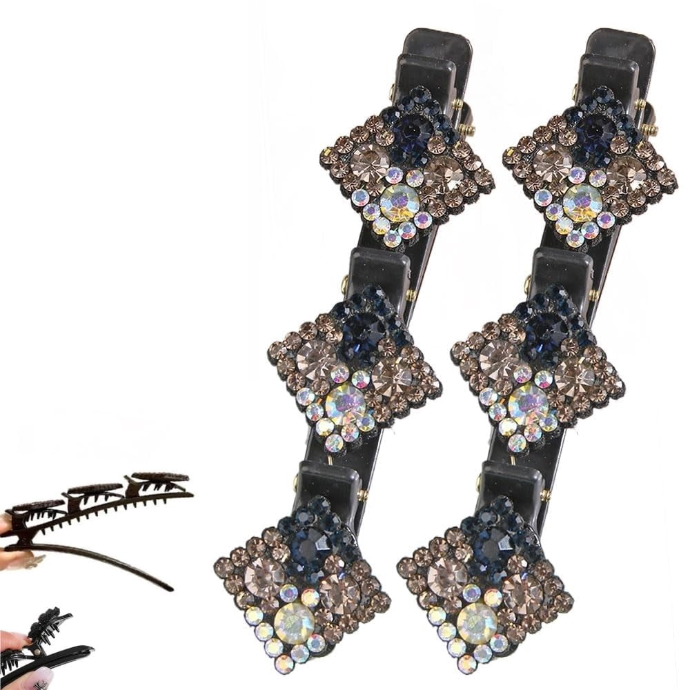 Changmaius Crystal Stone Braided Hair Clips – 2-Pack Duckbill Clips for ...