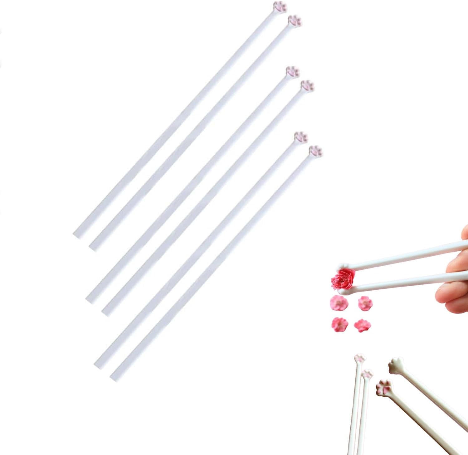 Changmaius Cute Cat Paw Print Chopsticks | Non-Slip Reusable Tableware ...