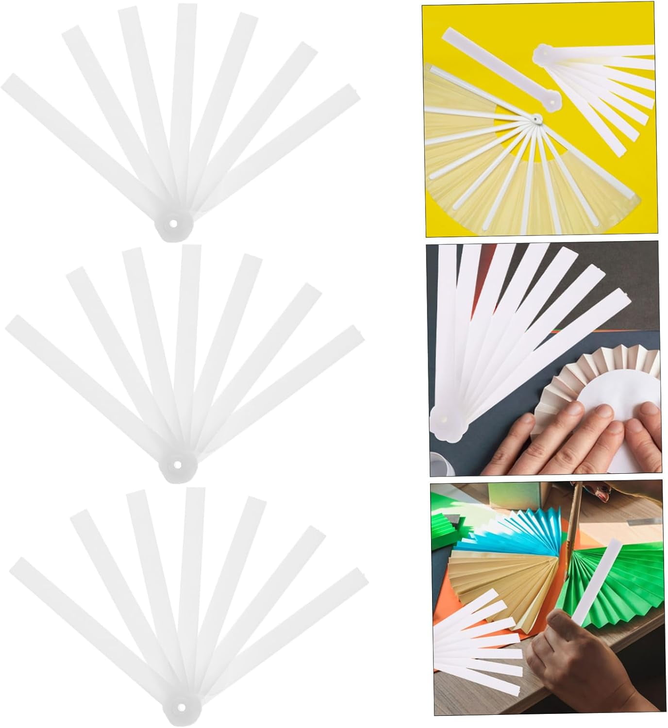 Changmaius DIY Hand Fan Frame Kit, 10PC White Plastic Foldable Fan ...