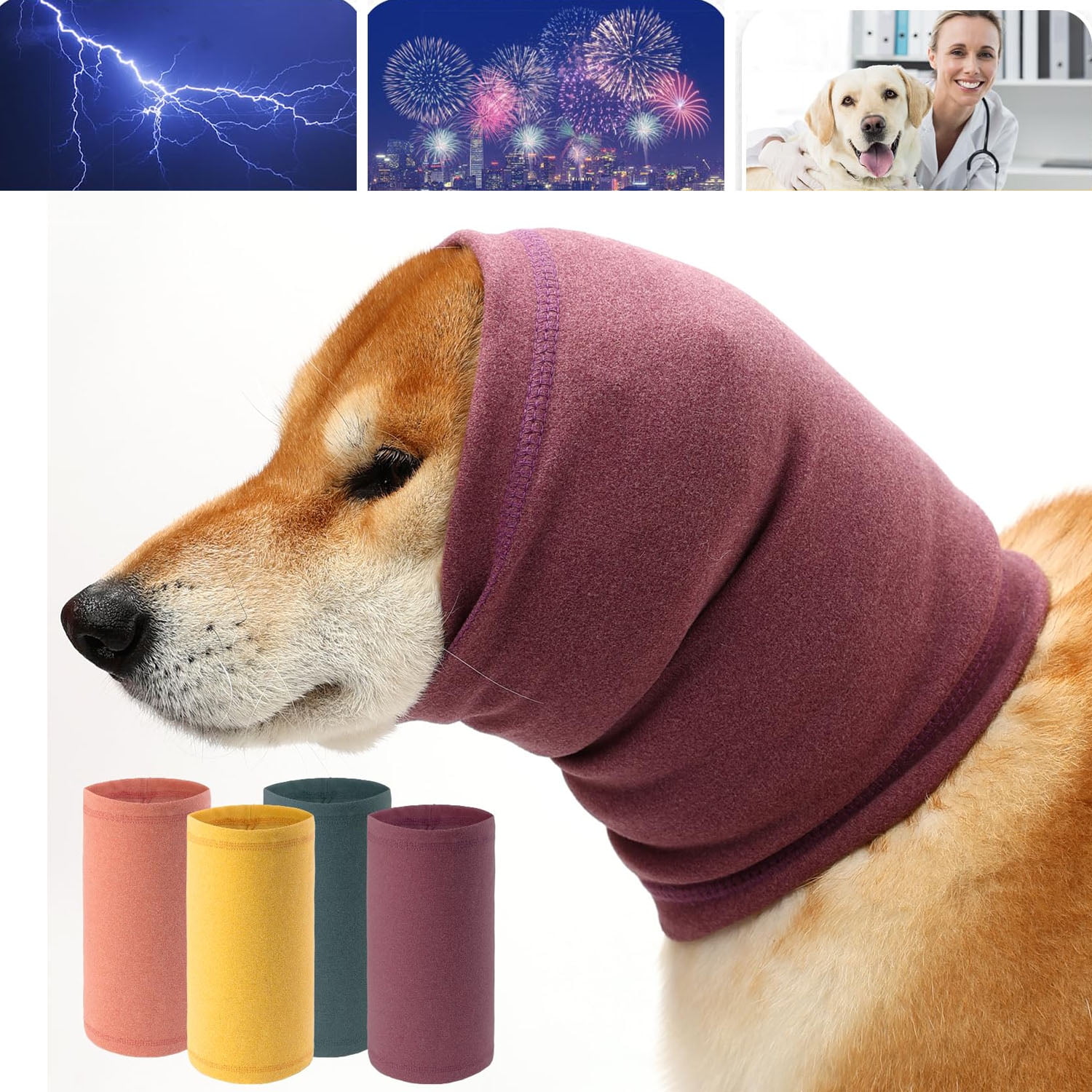 Changmaius Dog Calming Hoodie, Ear Muffs for Noise Protection, Dog Head ...