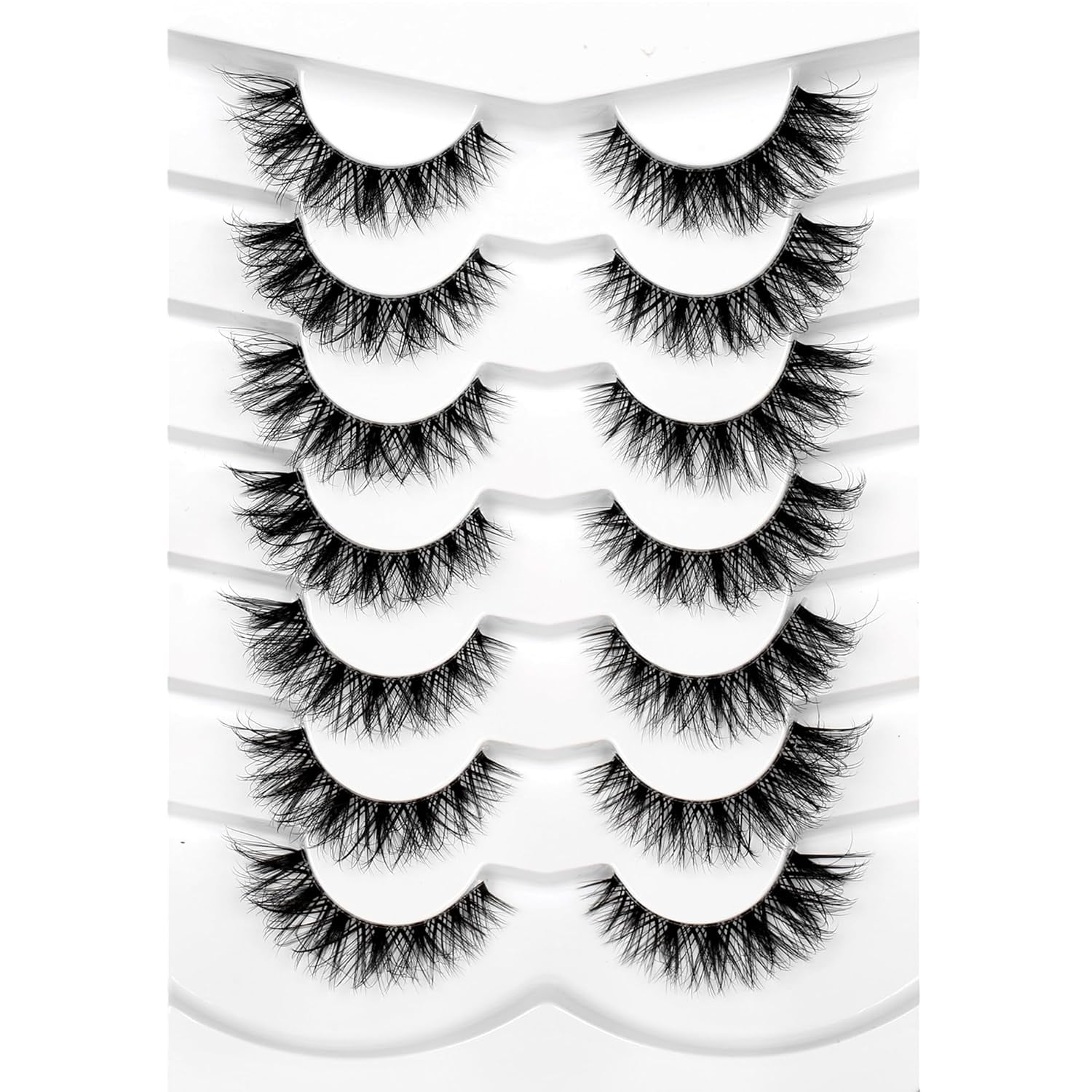 Changmaius False Eyelashes Fluffy Cat Eye Look 8D Crossed Wispy Natural ...
