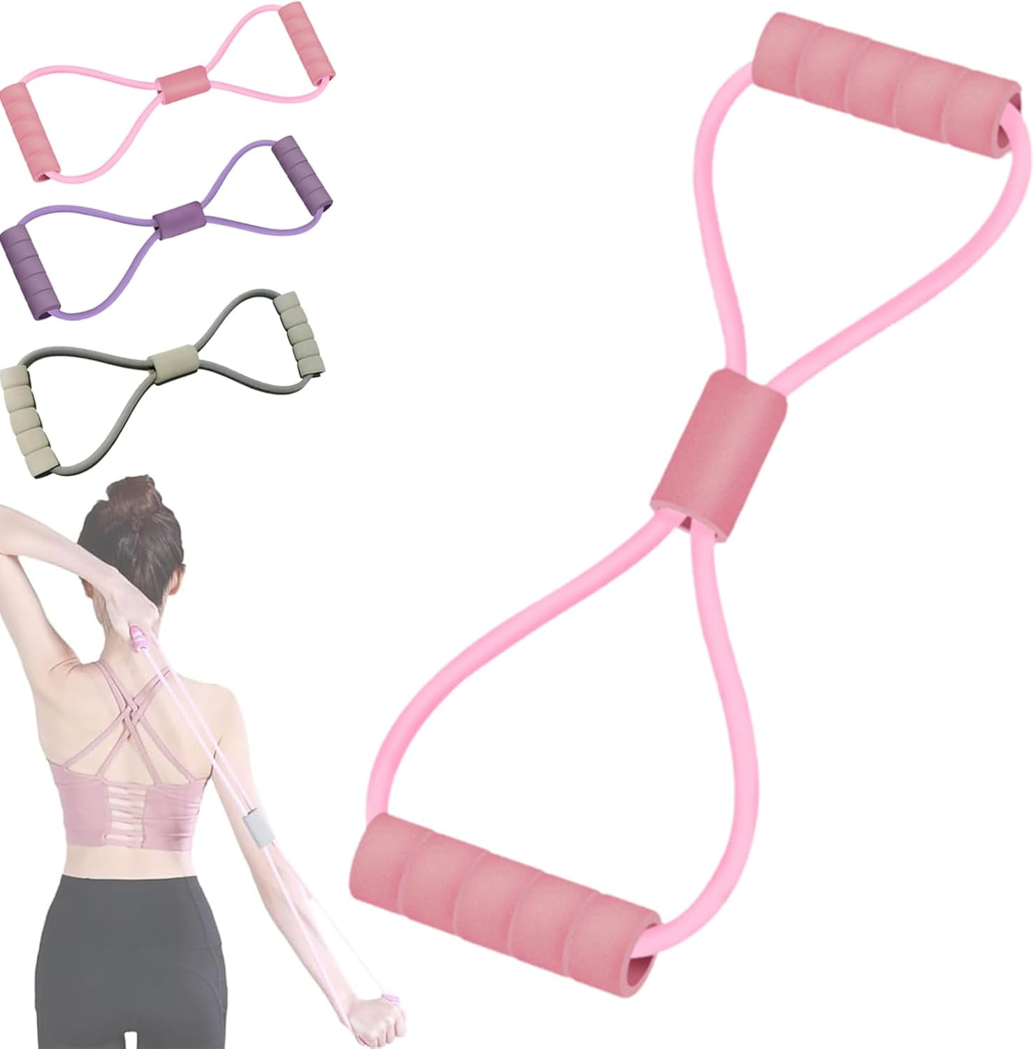 Changmaius Figure 8 Resistance Band with Handles - Elastic Exercise ...