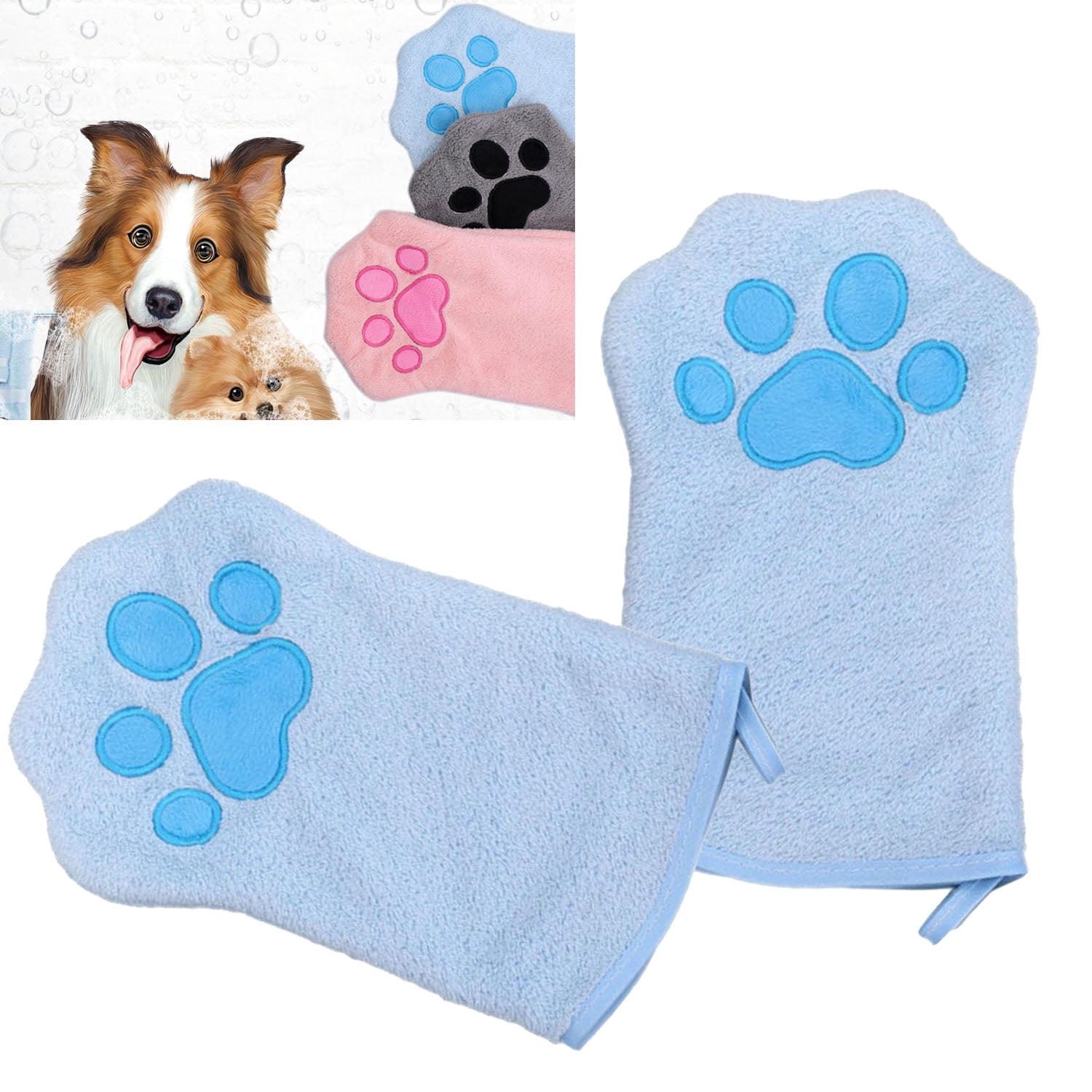 Changmaius Glove Dog Towel for Drying Dogs, Cat Cleaning Gloves 6x8.66 ...