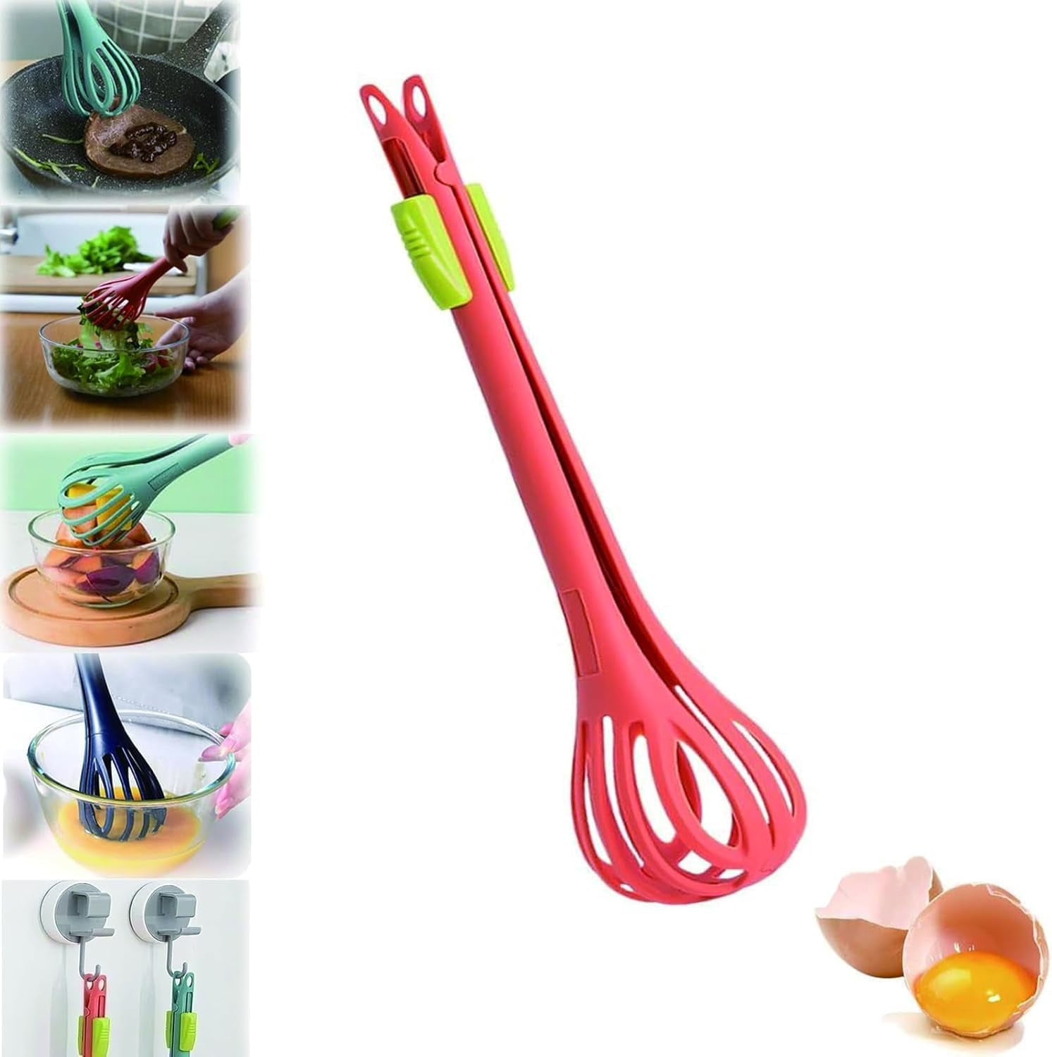 Changmaius Handheld Egg Beater & Food Clamp Combo – Silicone Kitchen ...