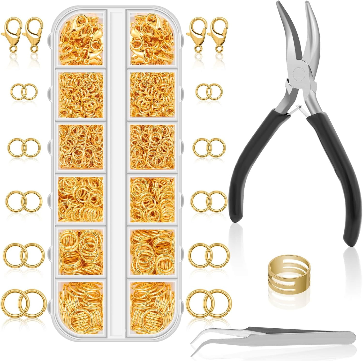 Changmaius Jump Rings Set with Bent Nose Pliers, 1200 Pieces Jewelry ...
