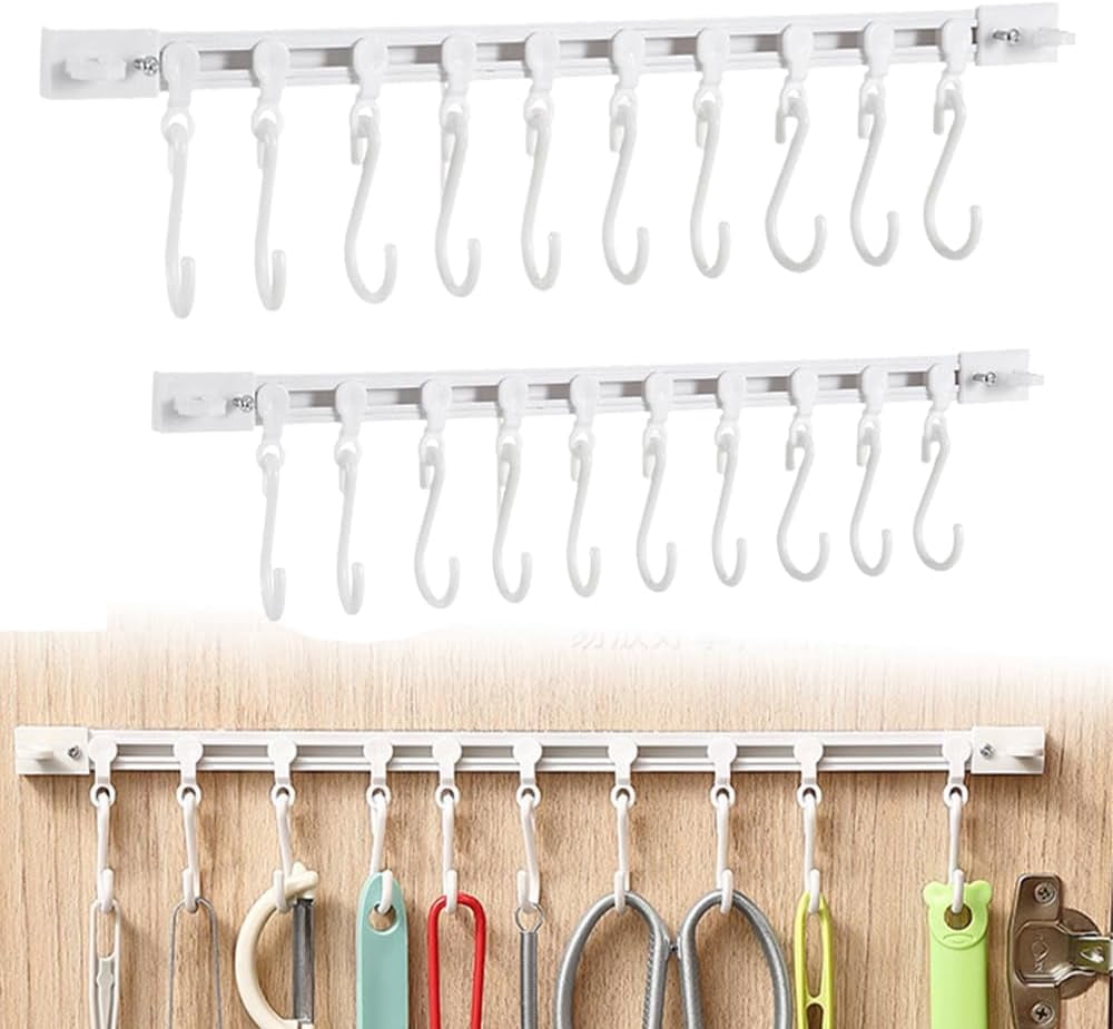 Changmaius Kitchen Utensil Hanging Rrack, No-Drill Adjustable Kitchen ...