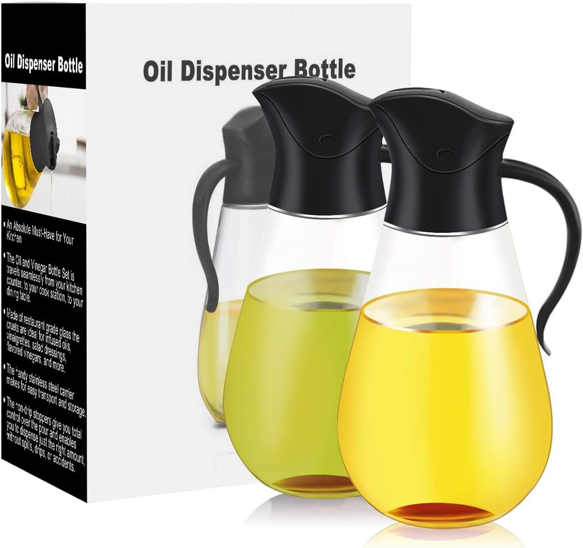 Changmaius Oil Dispenser Bottle,Cooking Container Bottle 18.6 oz Glass ...