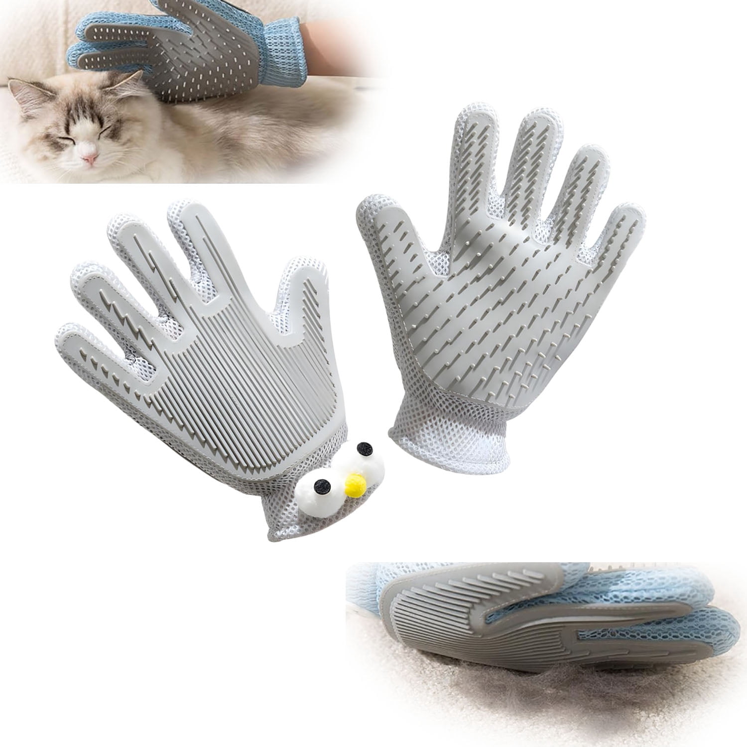 Changmaius Reusable Pet Hair Remover Glove for Dogs & Cats - Double ...