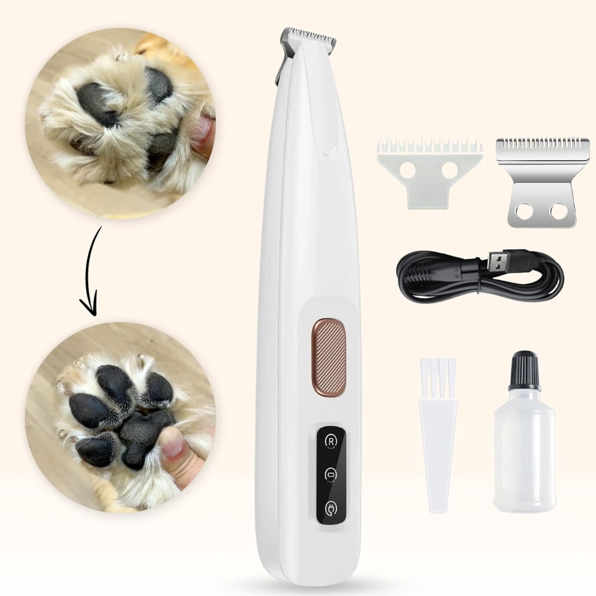 Changmaius Safety Paw Trimmer, Ultra-Low Noise Safety Dog Trimmer ...