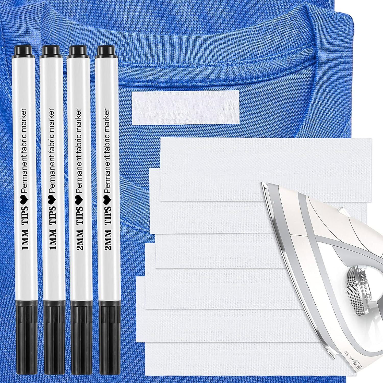 Changmaius Writable Iron on Clothing Labels Precut Fabric Personalized ...