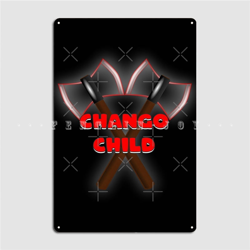 Chango Child Double Double Axe Metal Sign Cinema Kitchen Funny Cave Pub ...