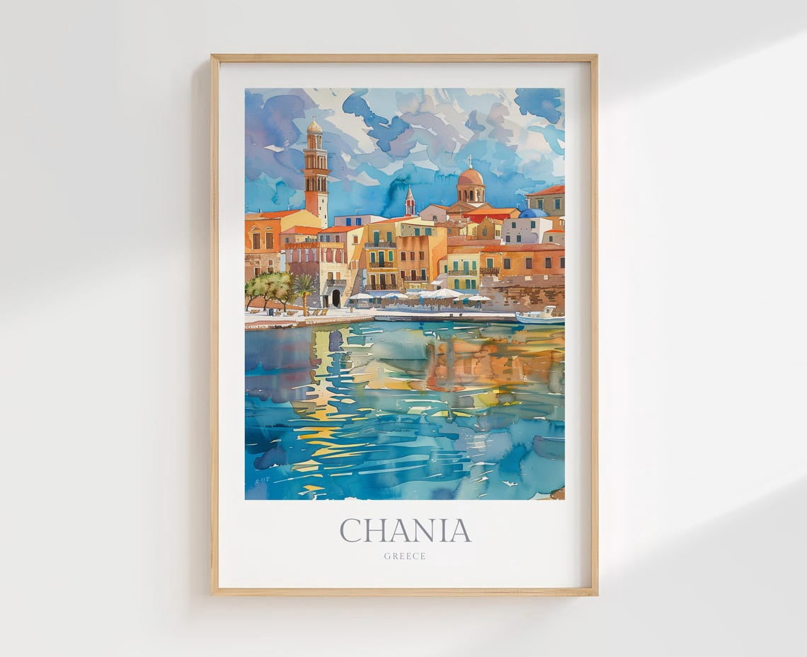 Chania Greece Crete Wall Art Home Decor Poster Venetian Harbour Poster ...