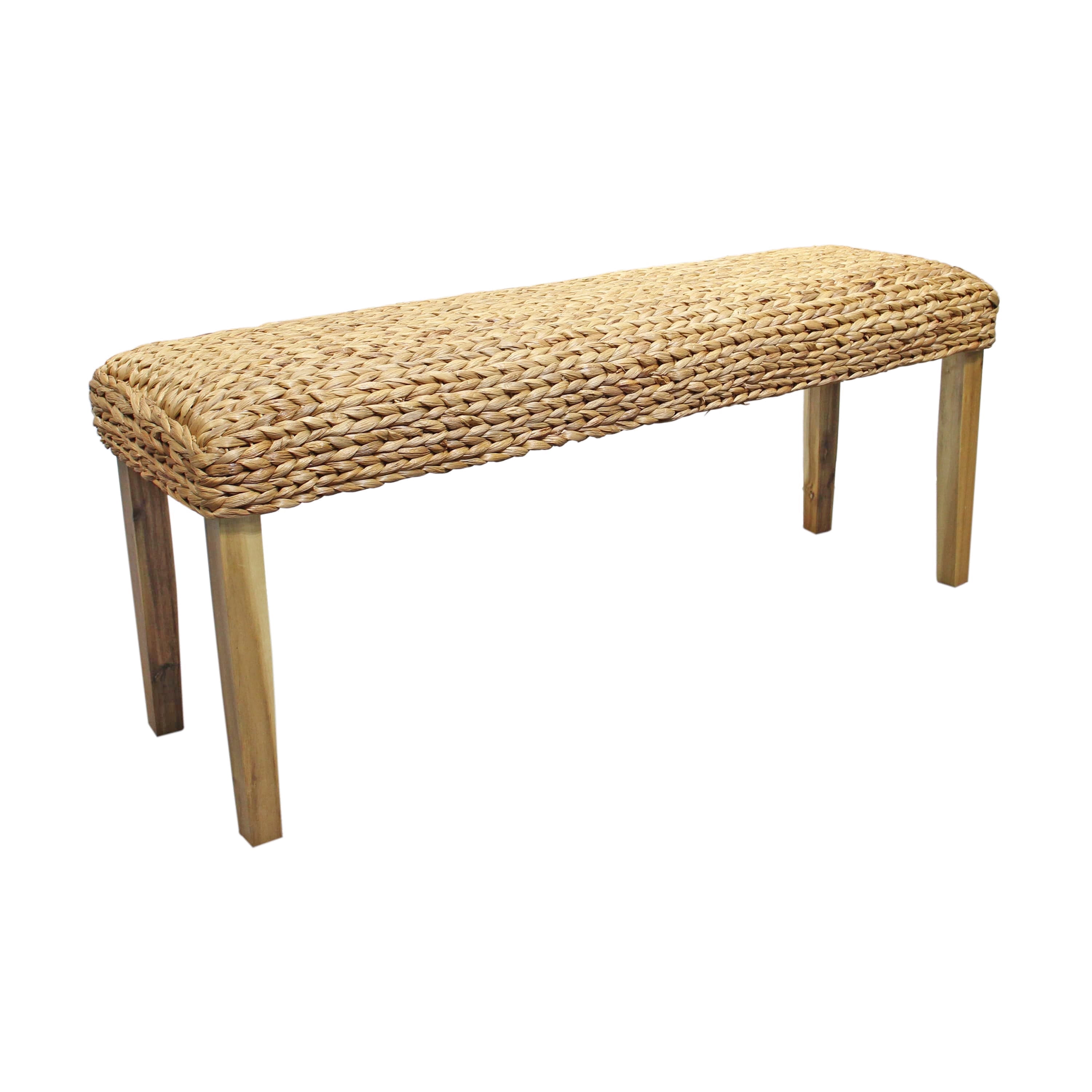 Chania Hand-Woven Water Hyacinth Wood Entryway Indoor Bench - Walmart.com
