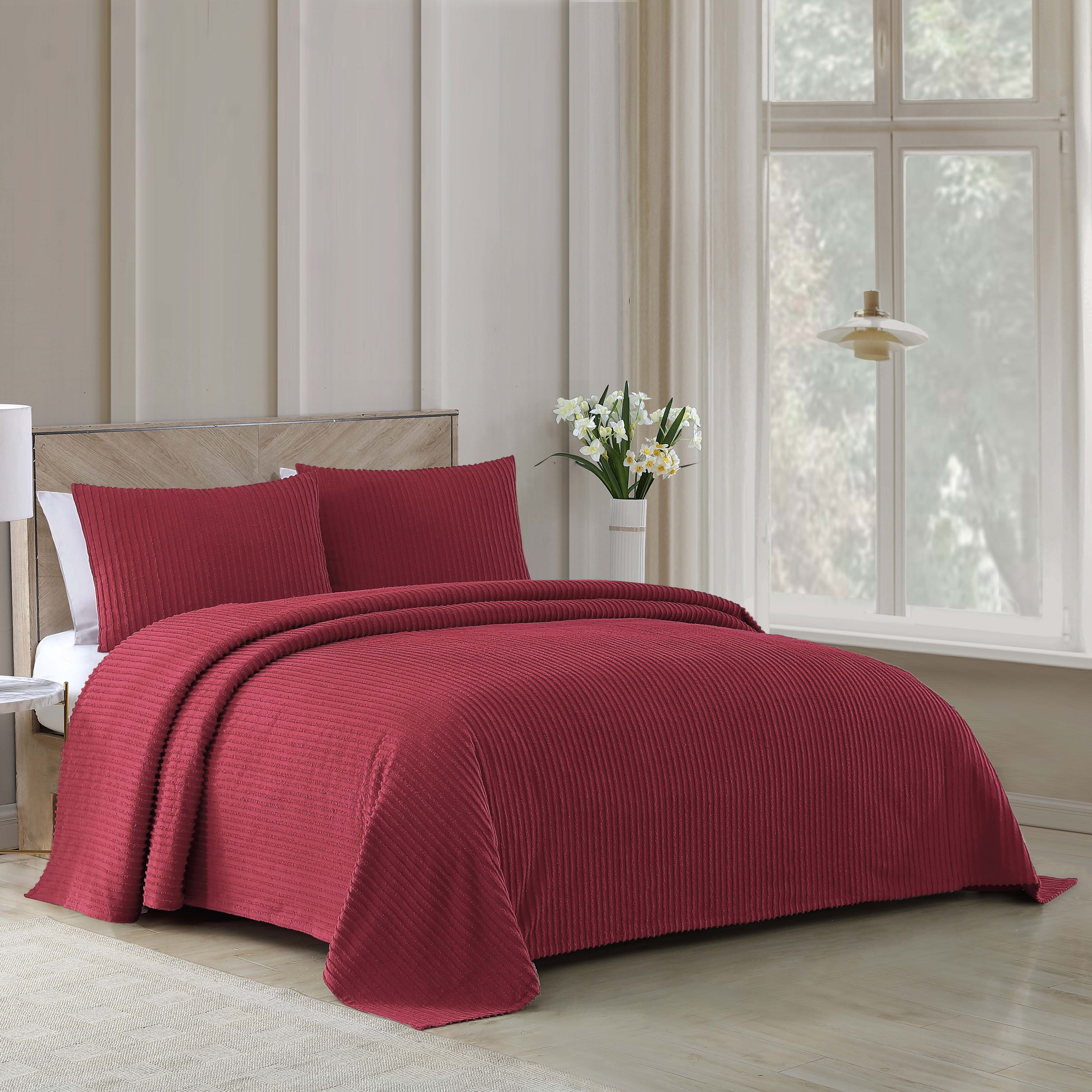 Channel Chenille Bedspread Burgundy Full - Walmart.com