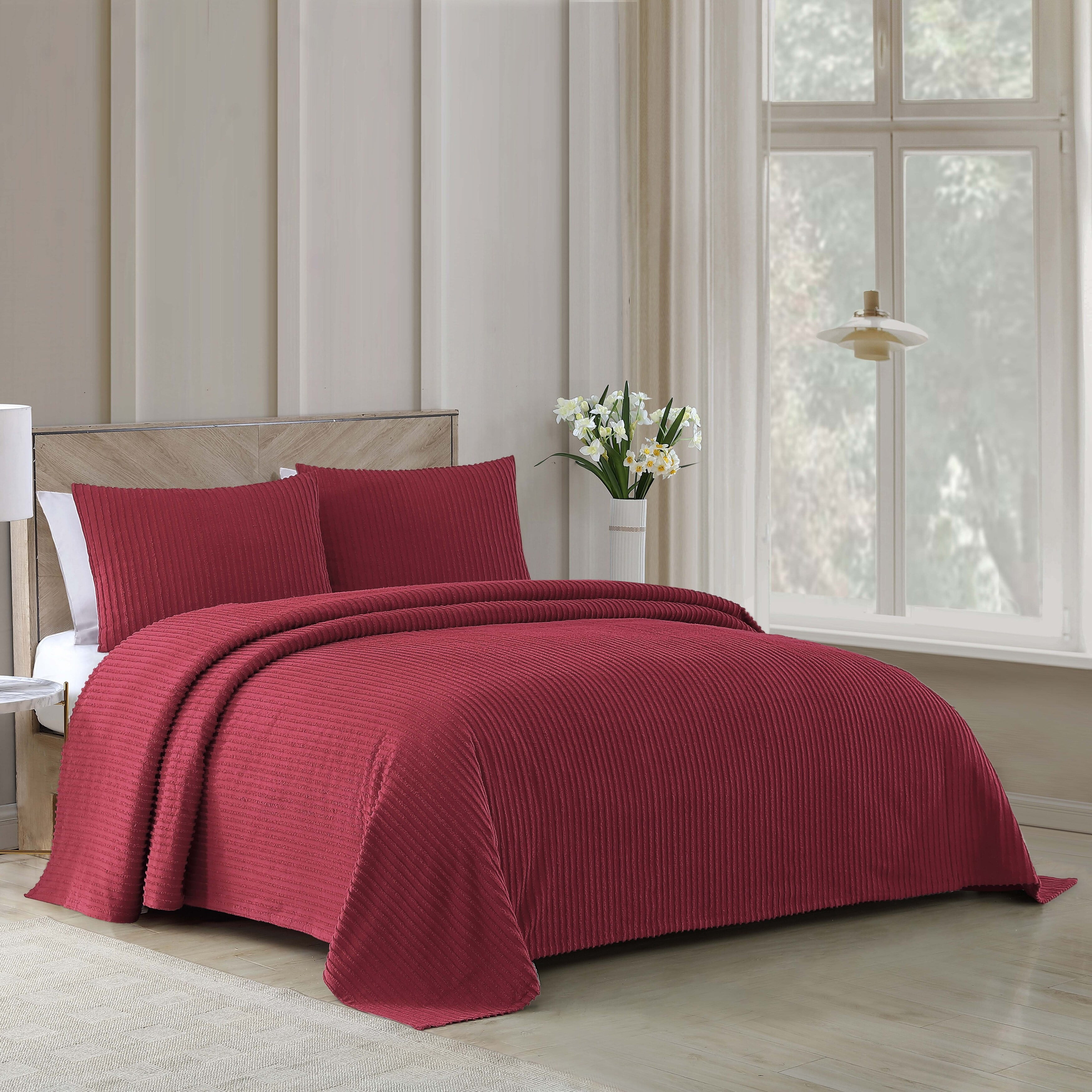 Channel Chenille Bedspread Burgundy King - Walmart.com