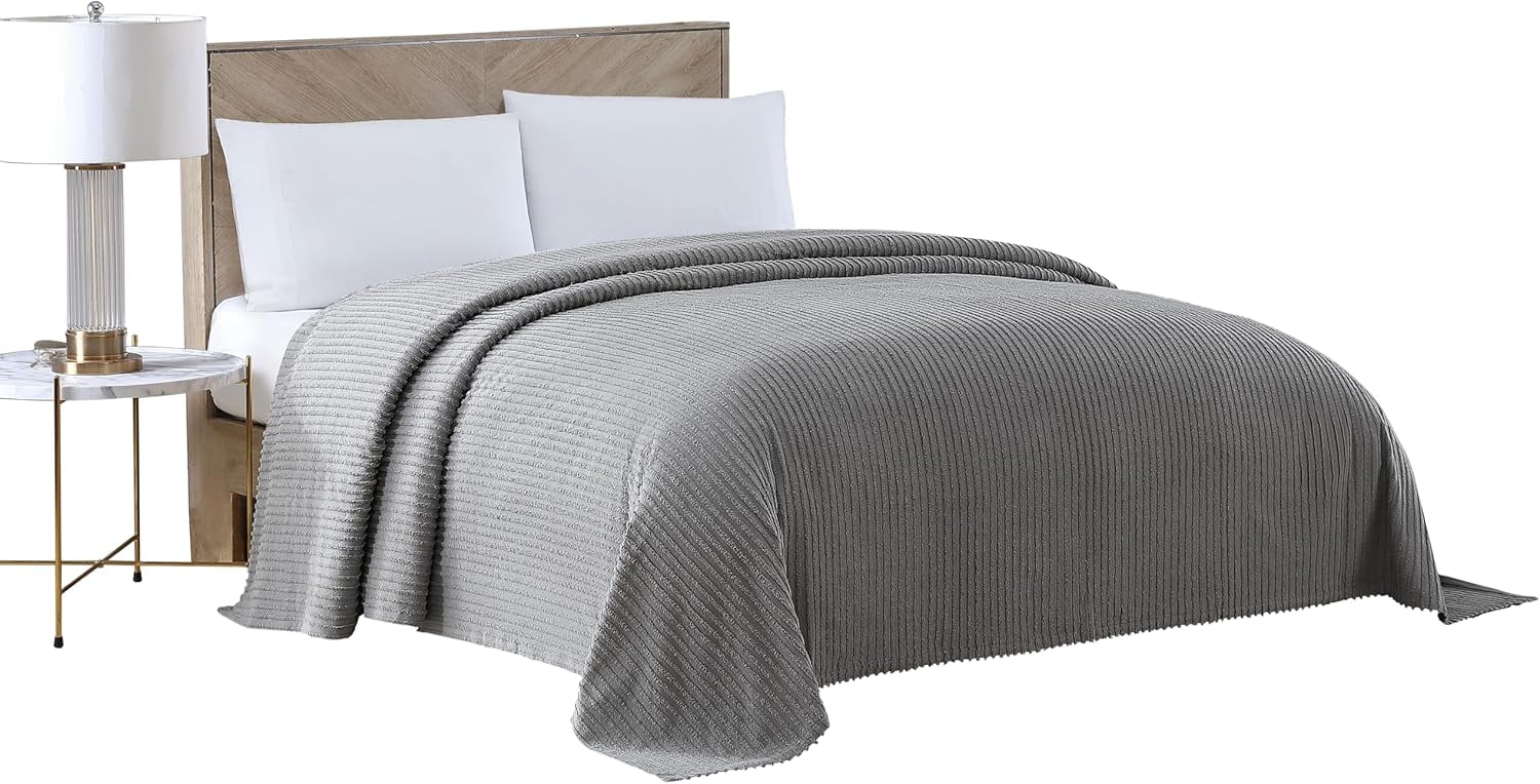 Channel Chenille Bedspread, King, Gray - Walmart.com